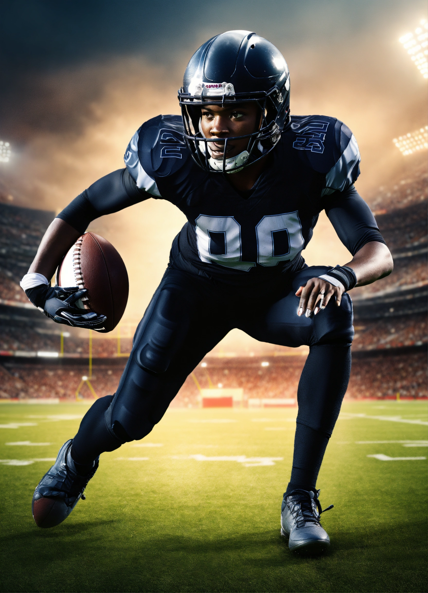 Lexica - Create a realistic photo of a black woman American football ...