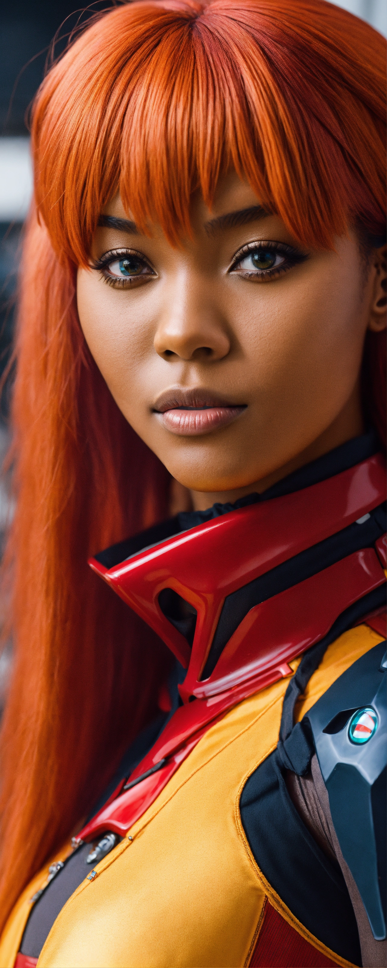 Lexica - Slim african woman cosplaying asuka langley
