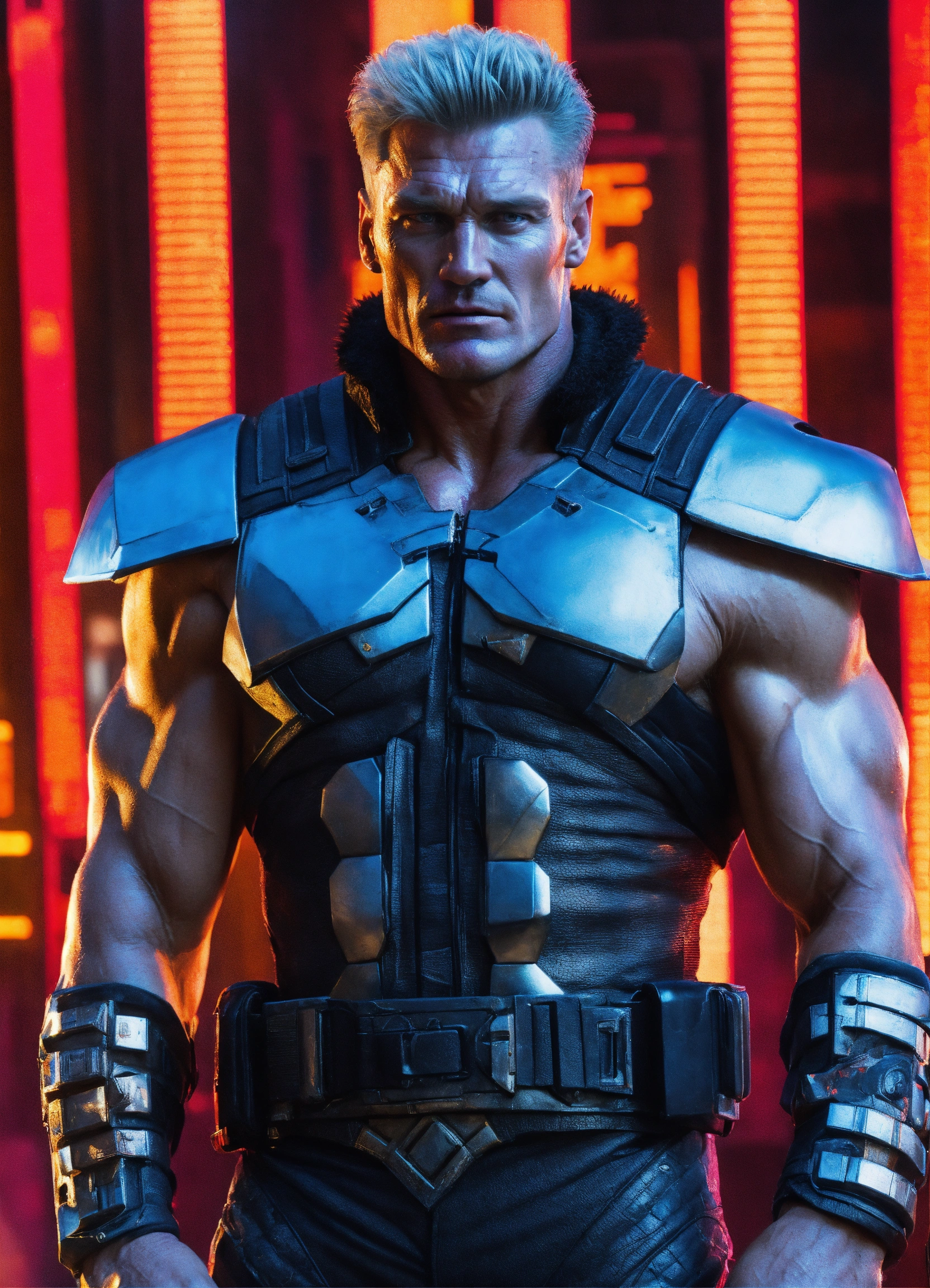 Lexica - Dolph Lundgren Is Colossus of X-Men in a cyberpunk Metropolis, black hairy, skin of ...