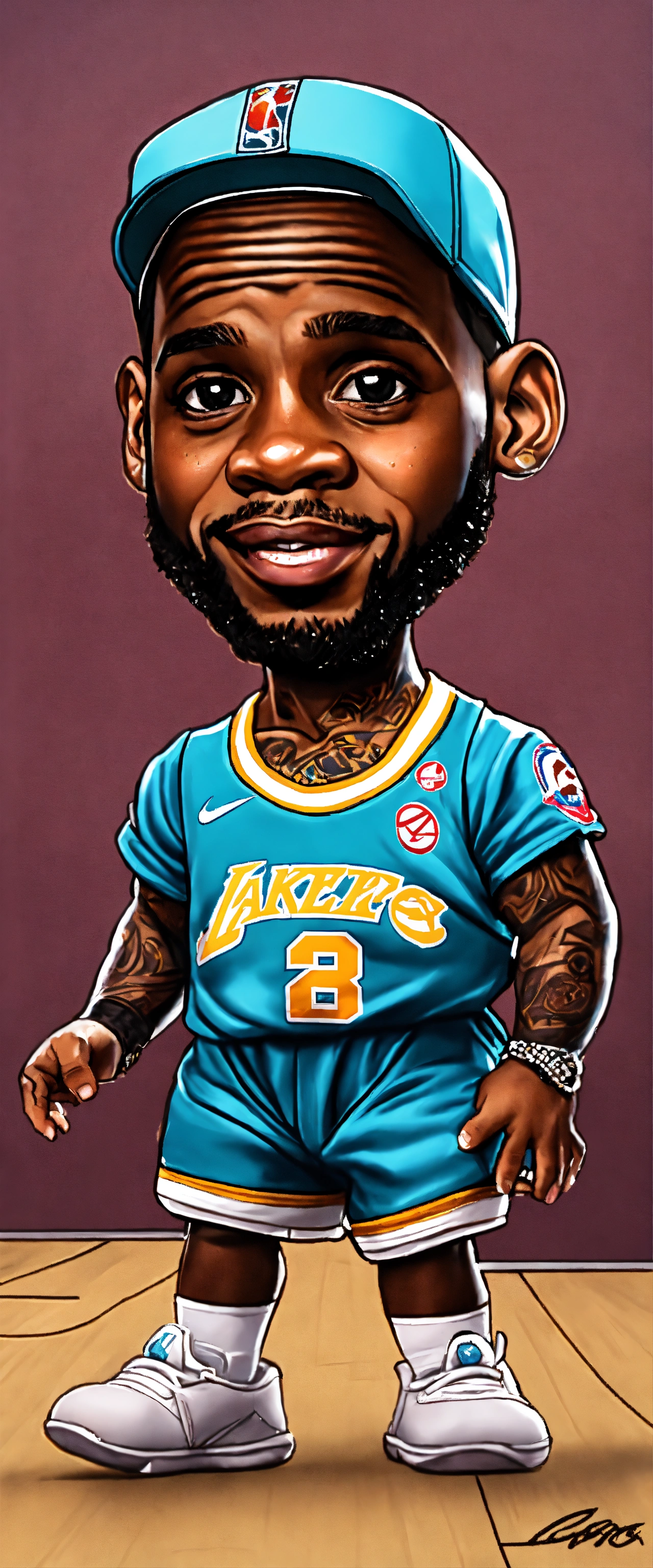 Lexica - Lebron James as a cute baby cartoon, big eyes Ultra realist