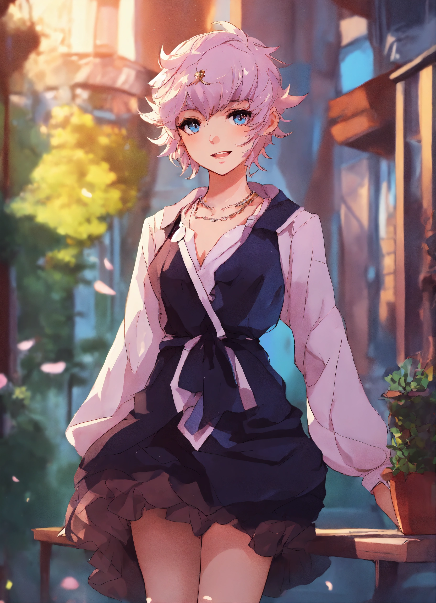 Lexica - Anime style, gender-fluid character in a dress