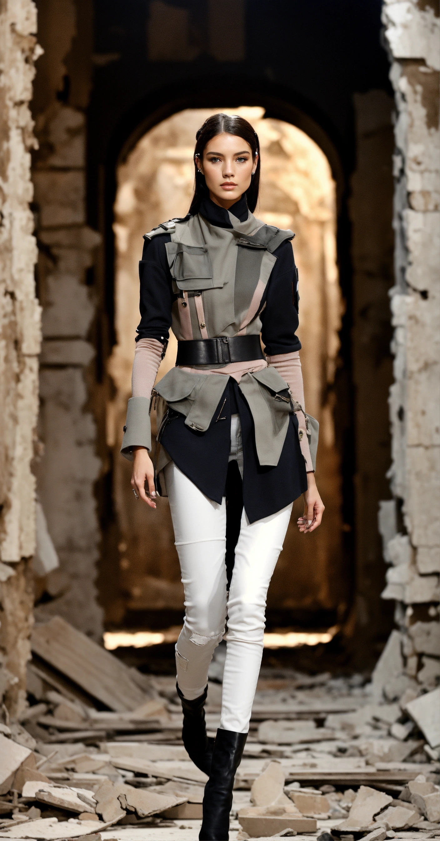 Lexica - 3d realistic photo of female soldier walking runway during ...