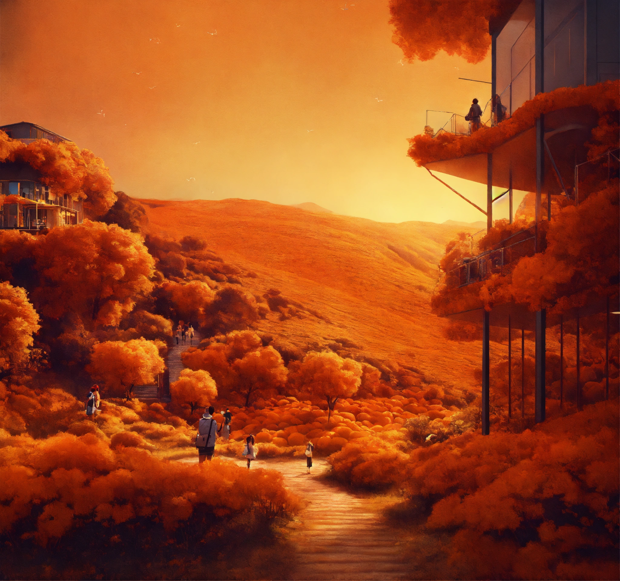 Lexica - Fun imagination and interacting people with deep orange color ...