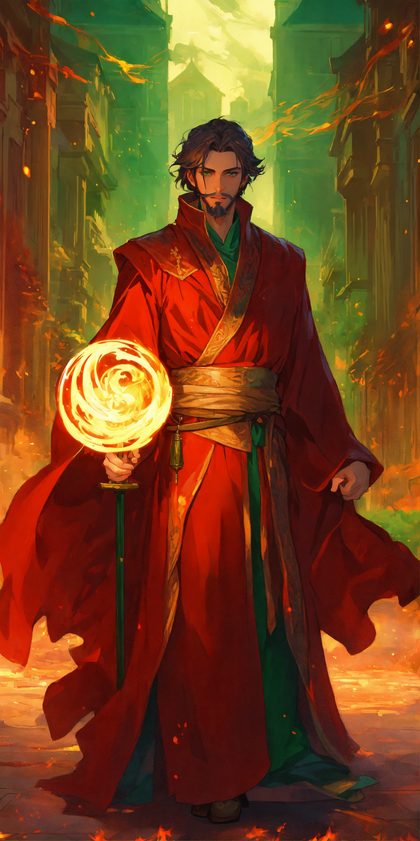 Lexica - Handsome, human, imperial male fire sorcerer with goatee ...