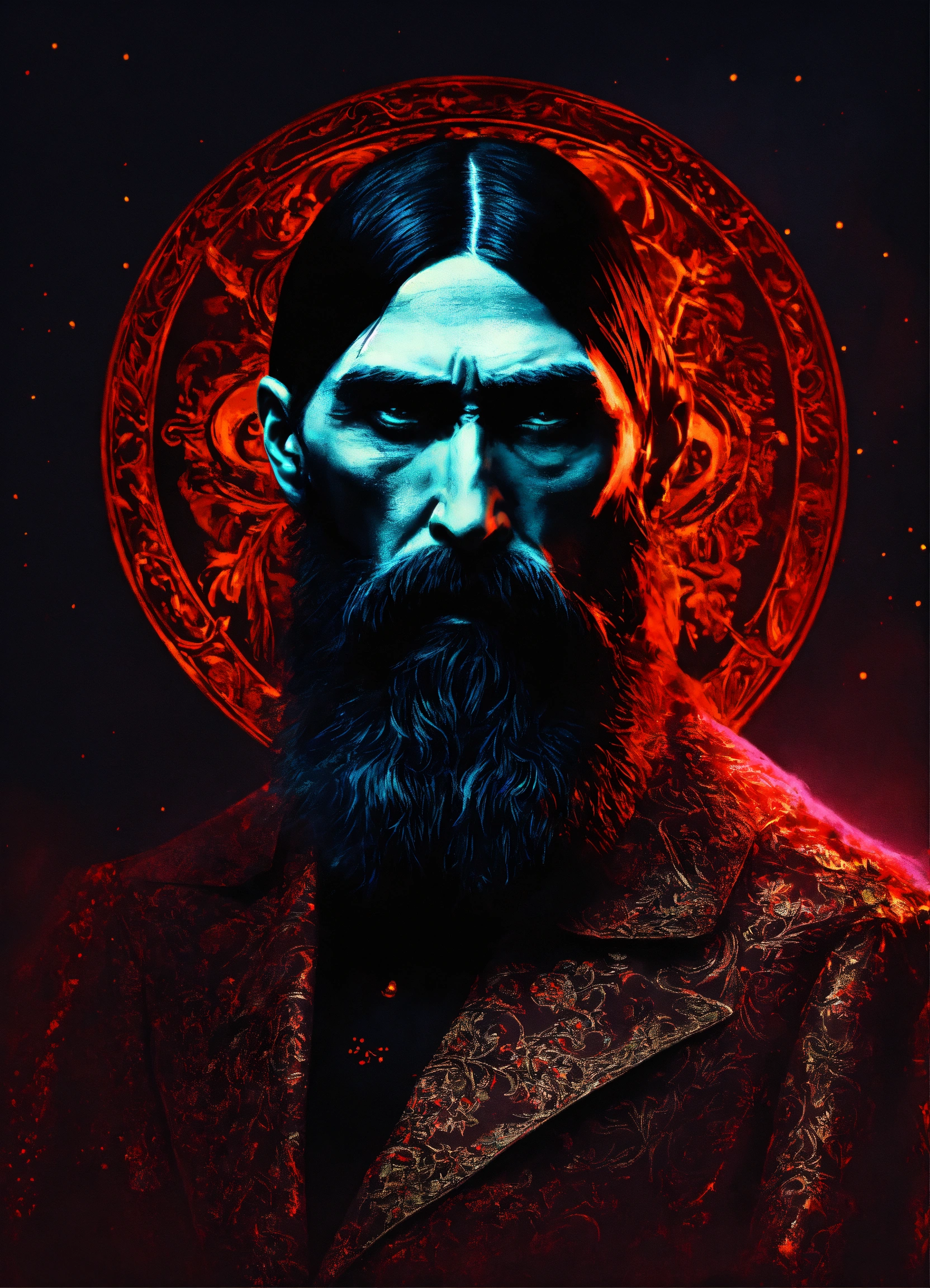 Lexica - Grigori Rasputin with a devil effect in the dark