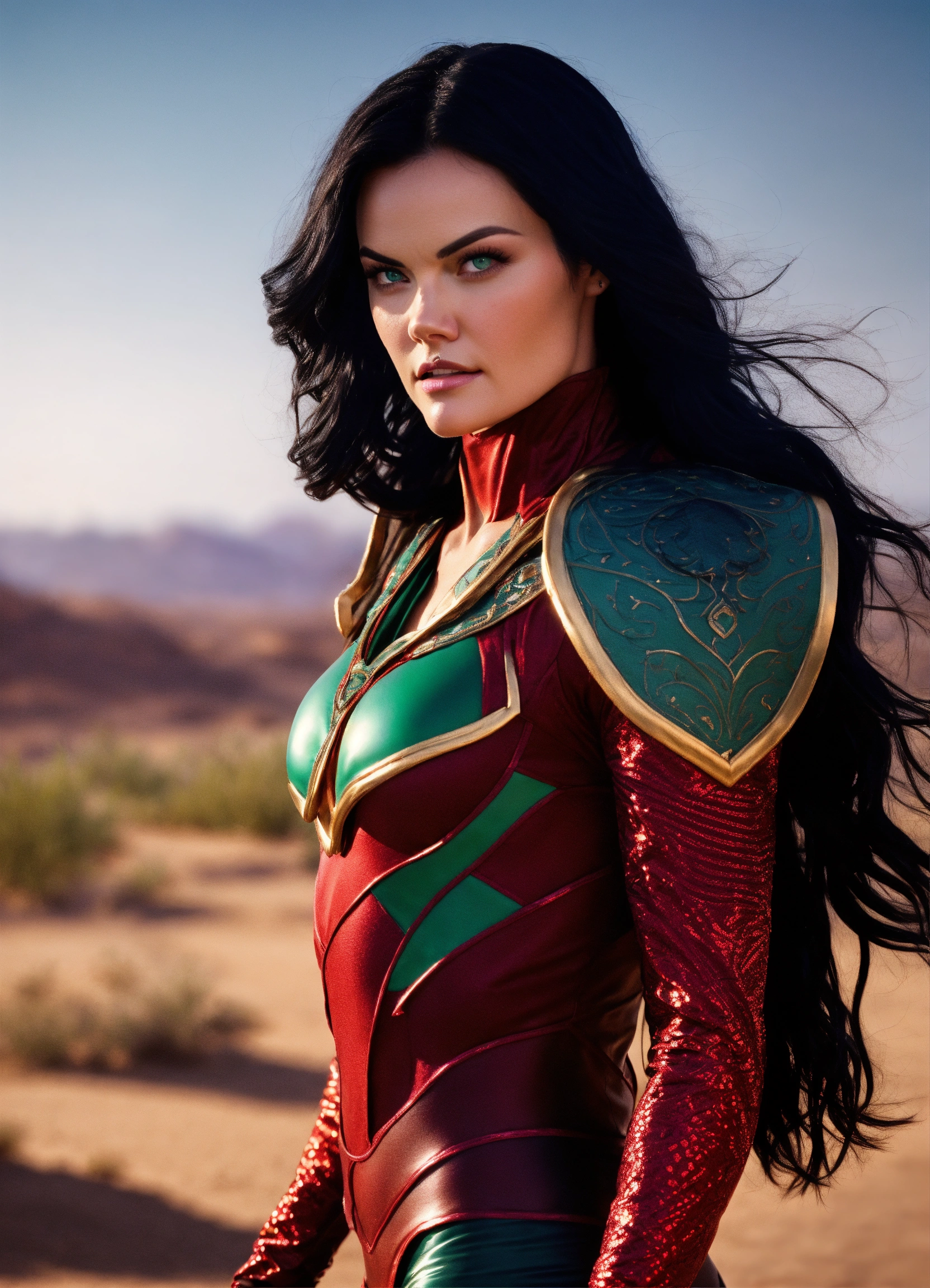 Lexica - Beautiful Jaimie Alexander with light green eyes and long ...