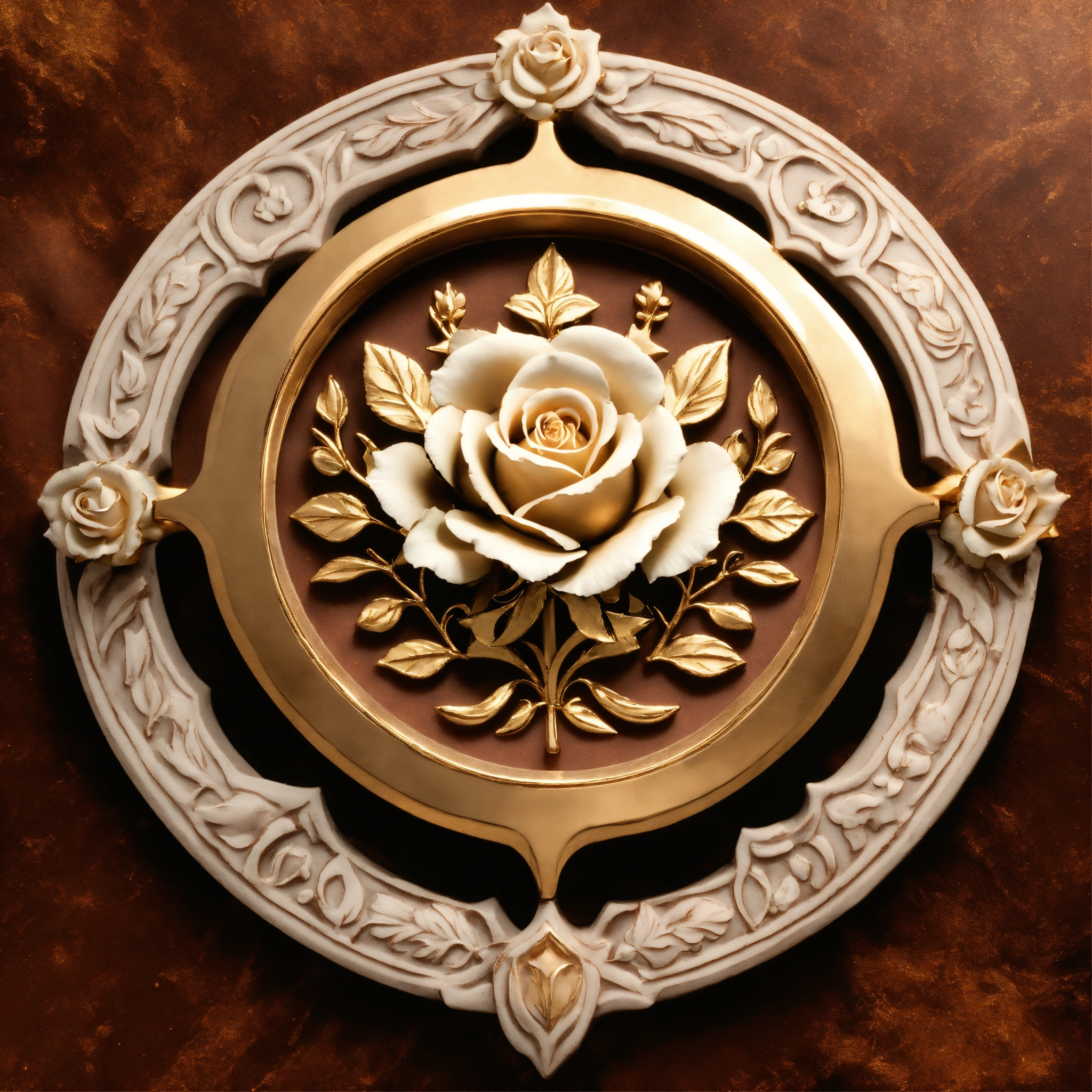 Lexica - Sigil crest of three white faded roses creating a trident with ...