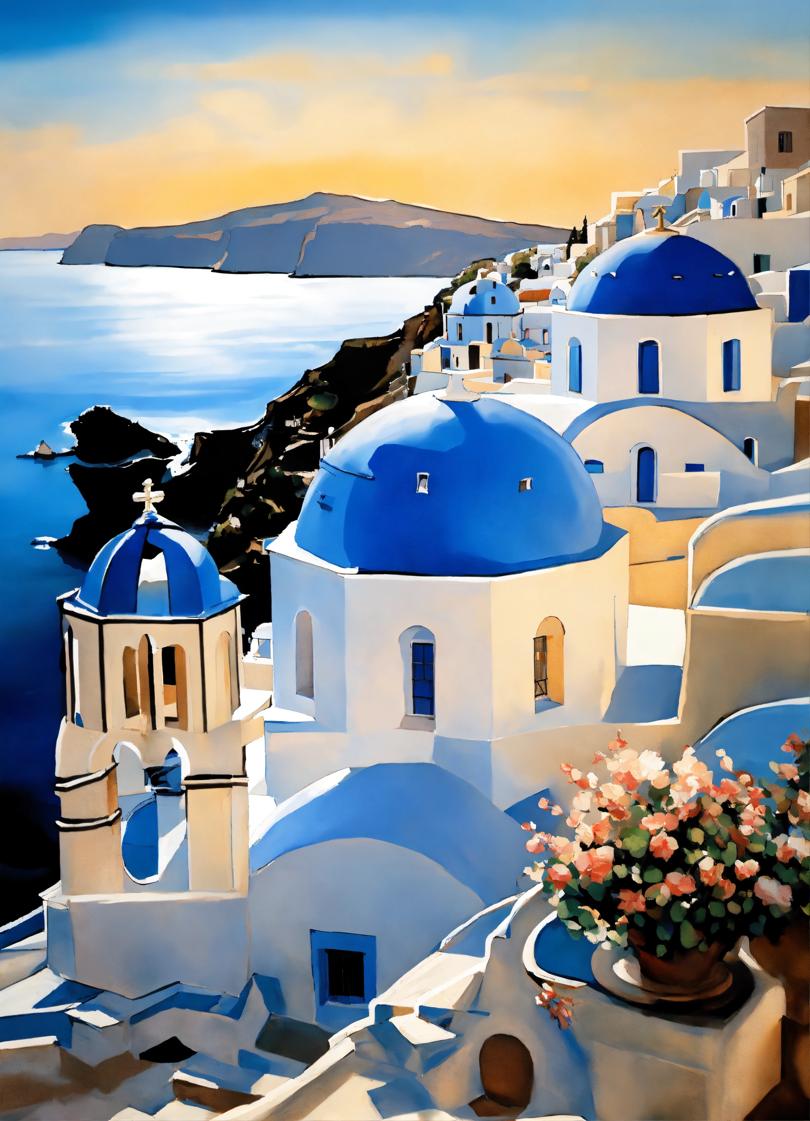 Lexica - Abstract Leonardo da Vinci Painting Santorini in Greece ...