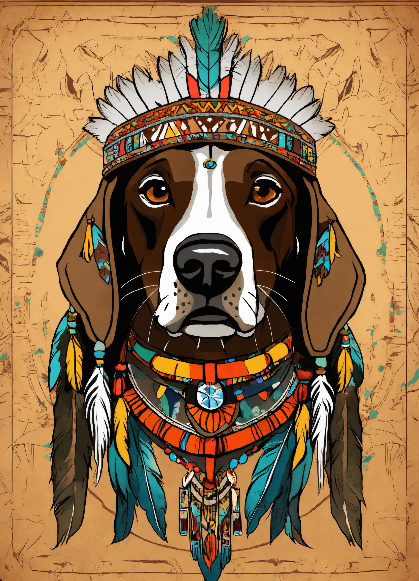 Lexica - German short hair pointer dog shaman, native american style ...