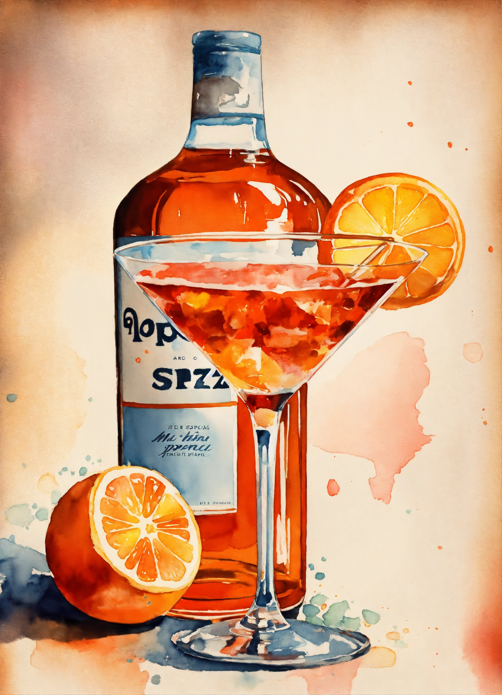 Lexica - Aperol spritz | Art Print | Bar Cart Decor | Classic Martini ...