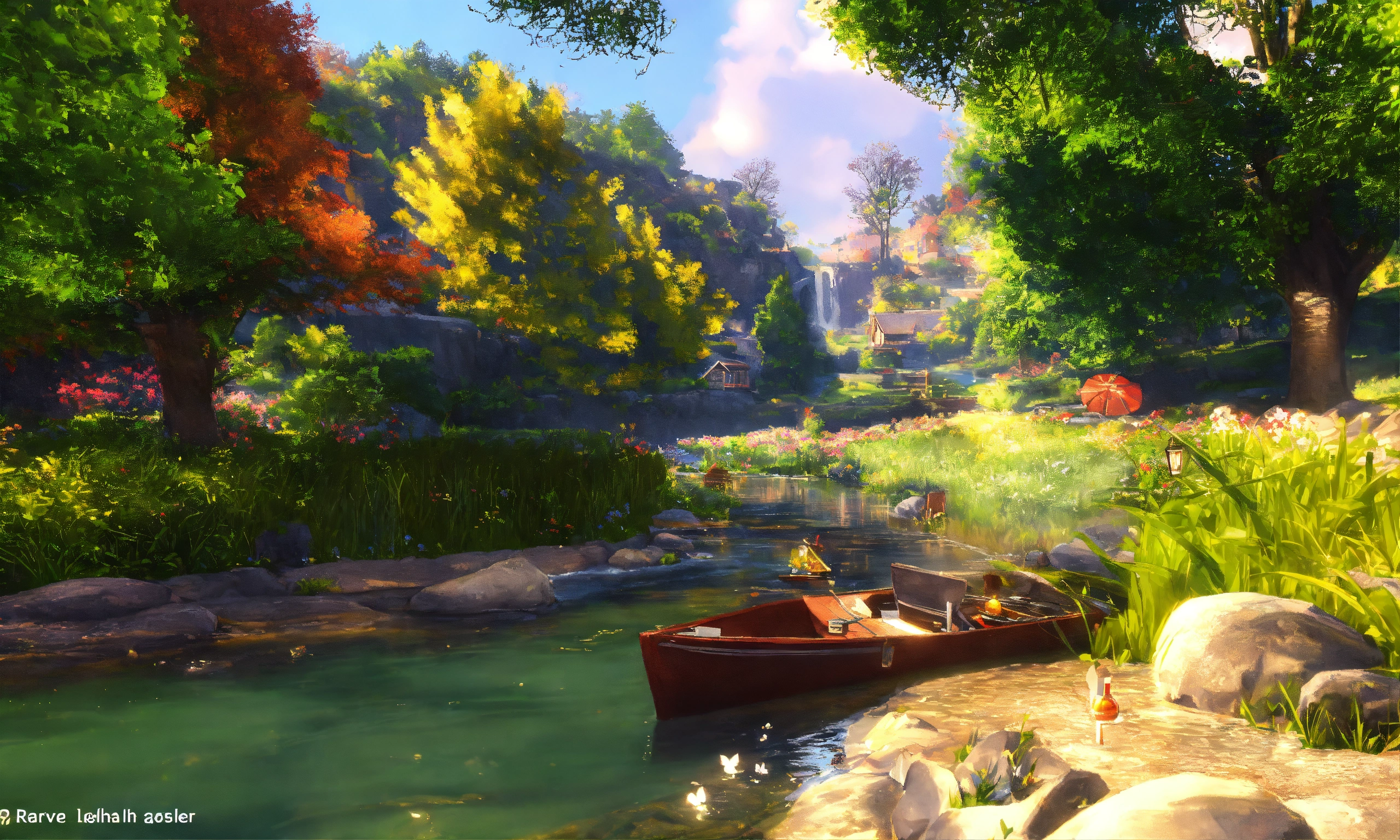 Lexica - The river, showcasing the idyllic setting animated