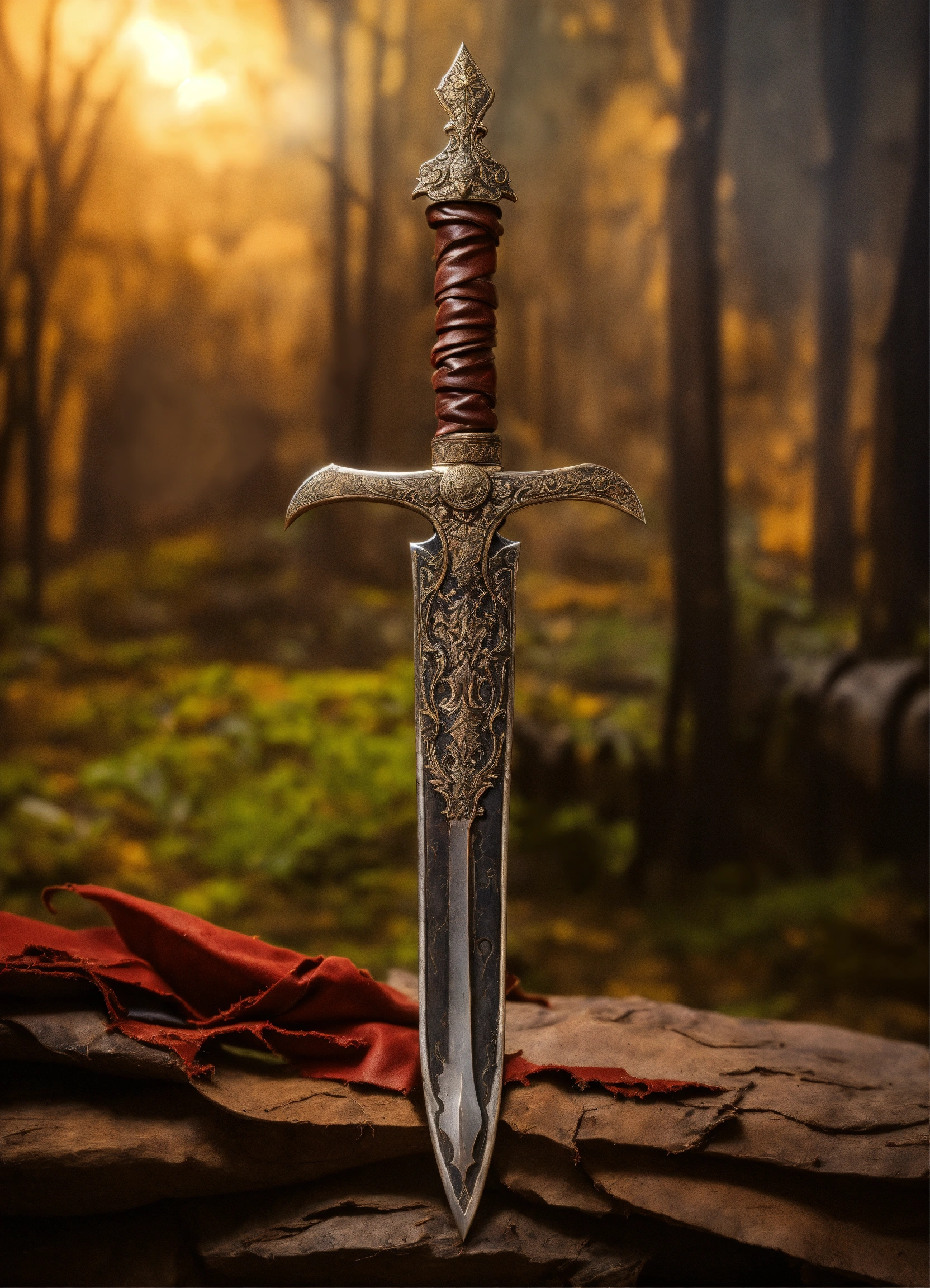 Lexica - Cursed dagger with old leather wrapped around the hilt. The dagger is made out of bone