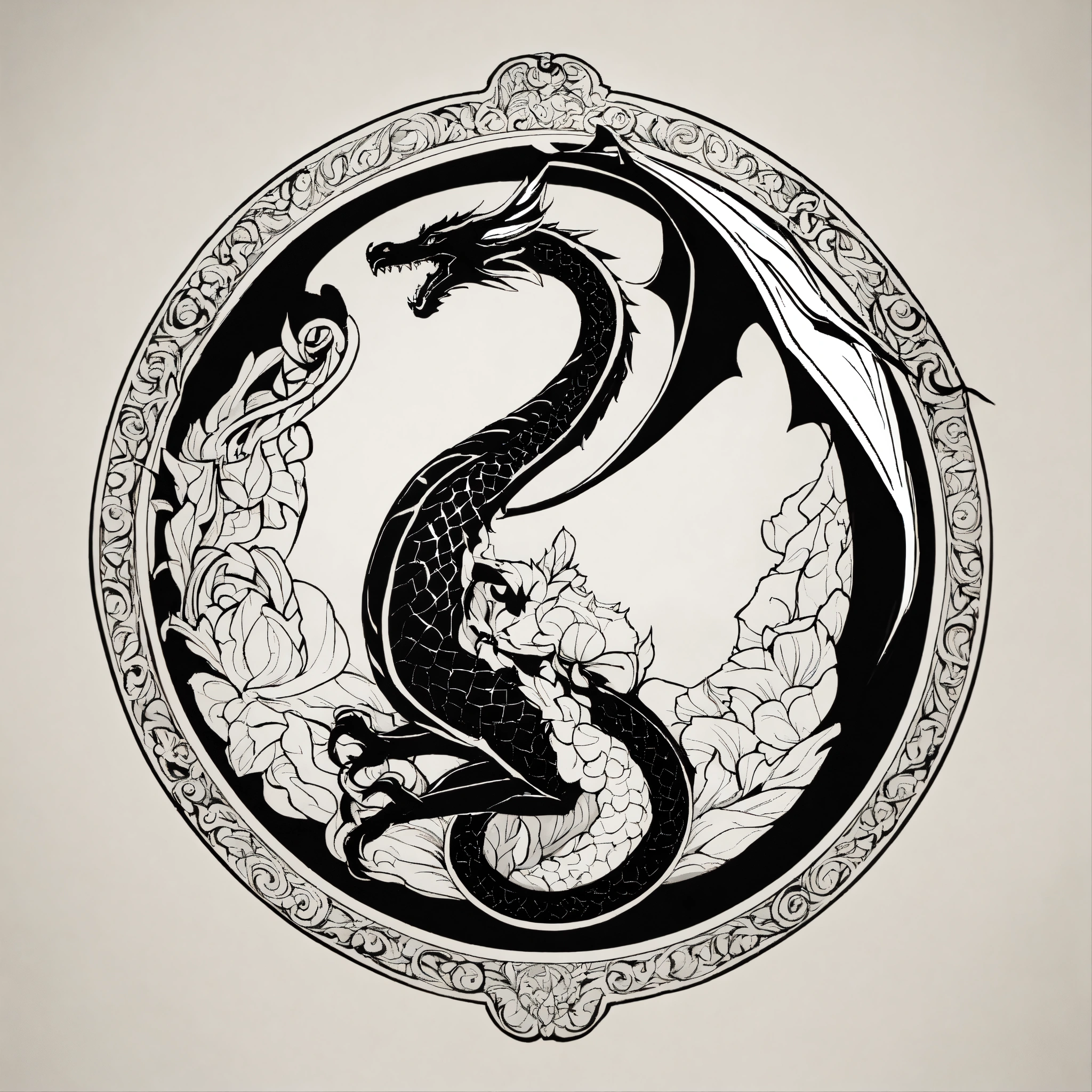 Lexica - Minimalistic dragon biting itself in the form of a ring by the ...