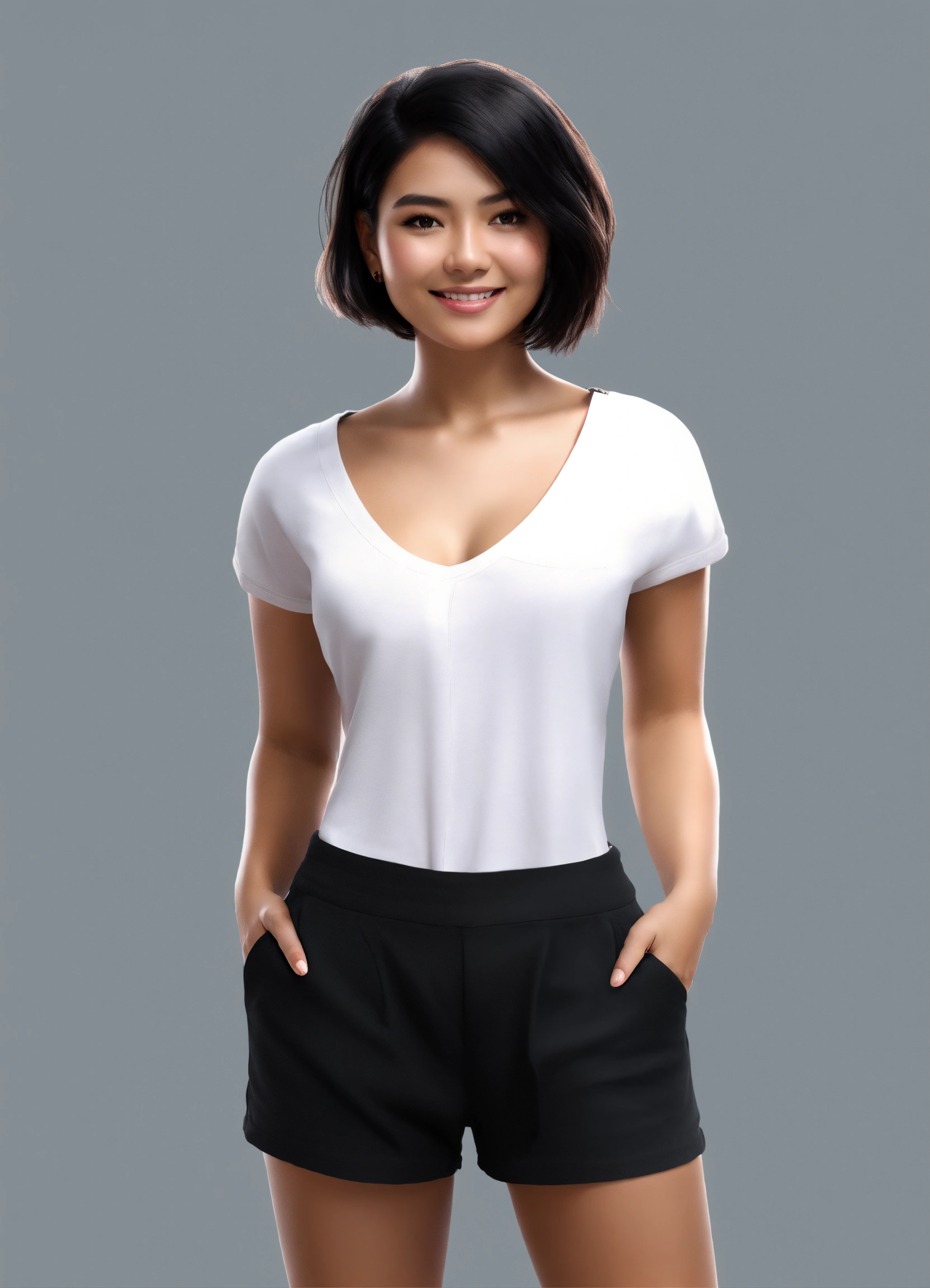 Lexica - , no shadows TONI, MAYA, Tan skin, gorgeous woman, white background, short hair ...