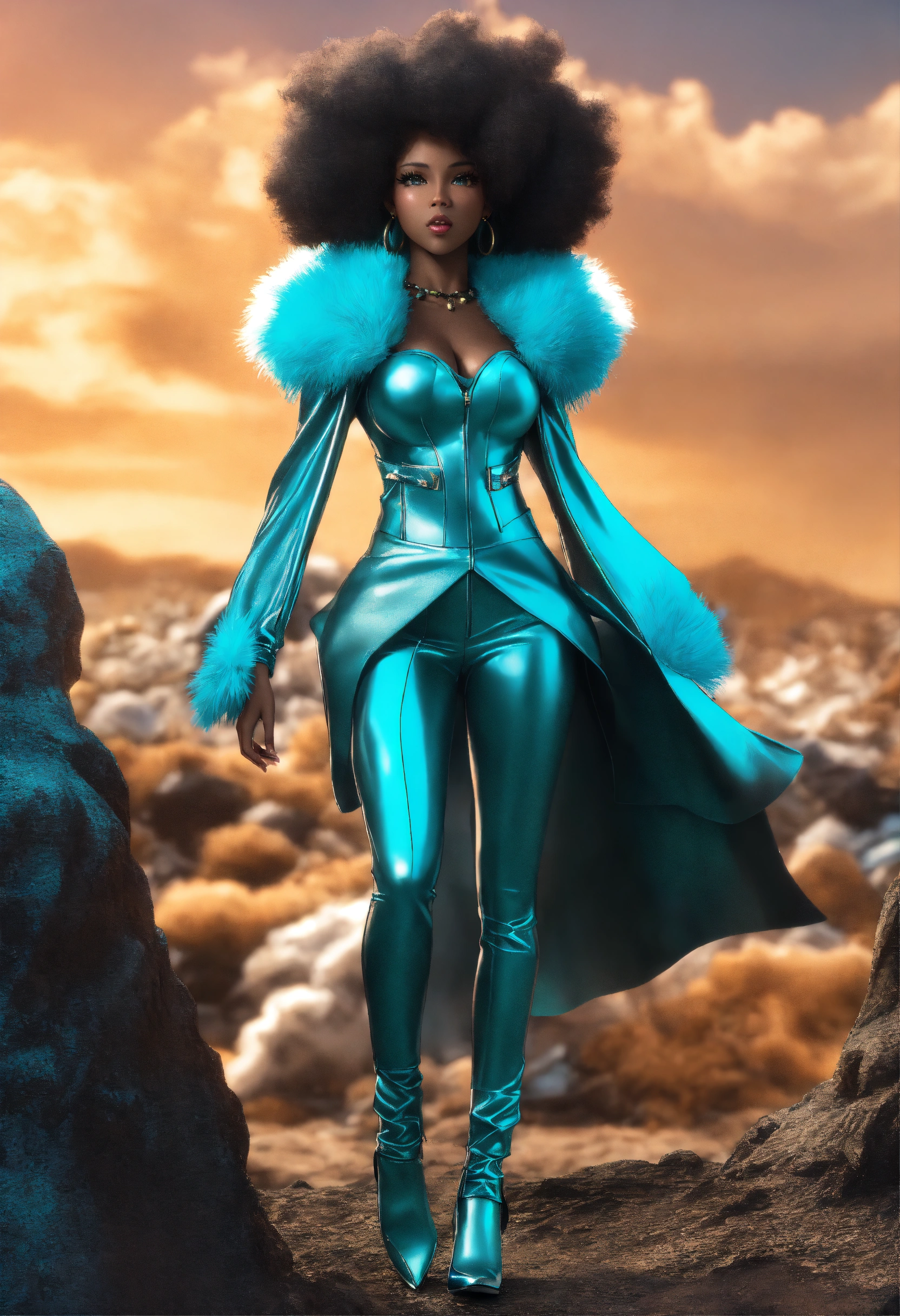 Lexica - Full body shot. 3d Moe anime African American Afrocentric ...