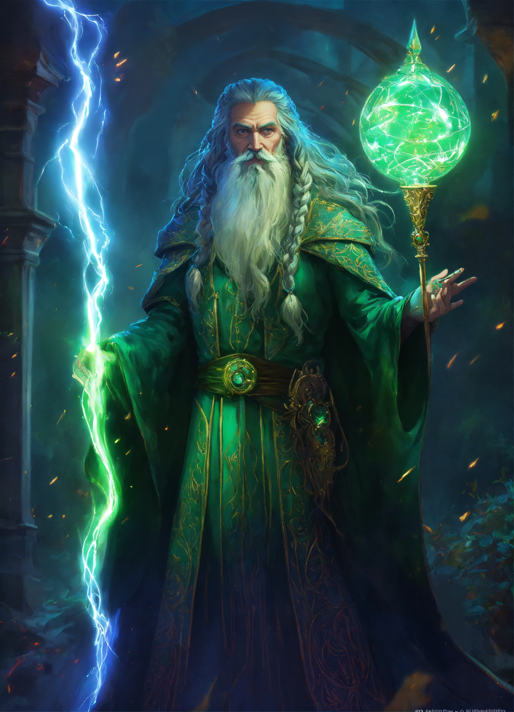 Lexica - Evil wizard, 60 years old, long green beard, thin body, long ...