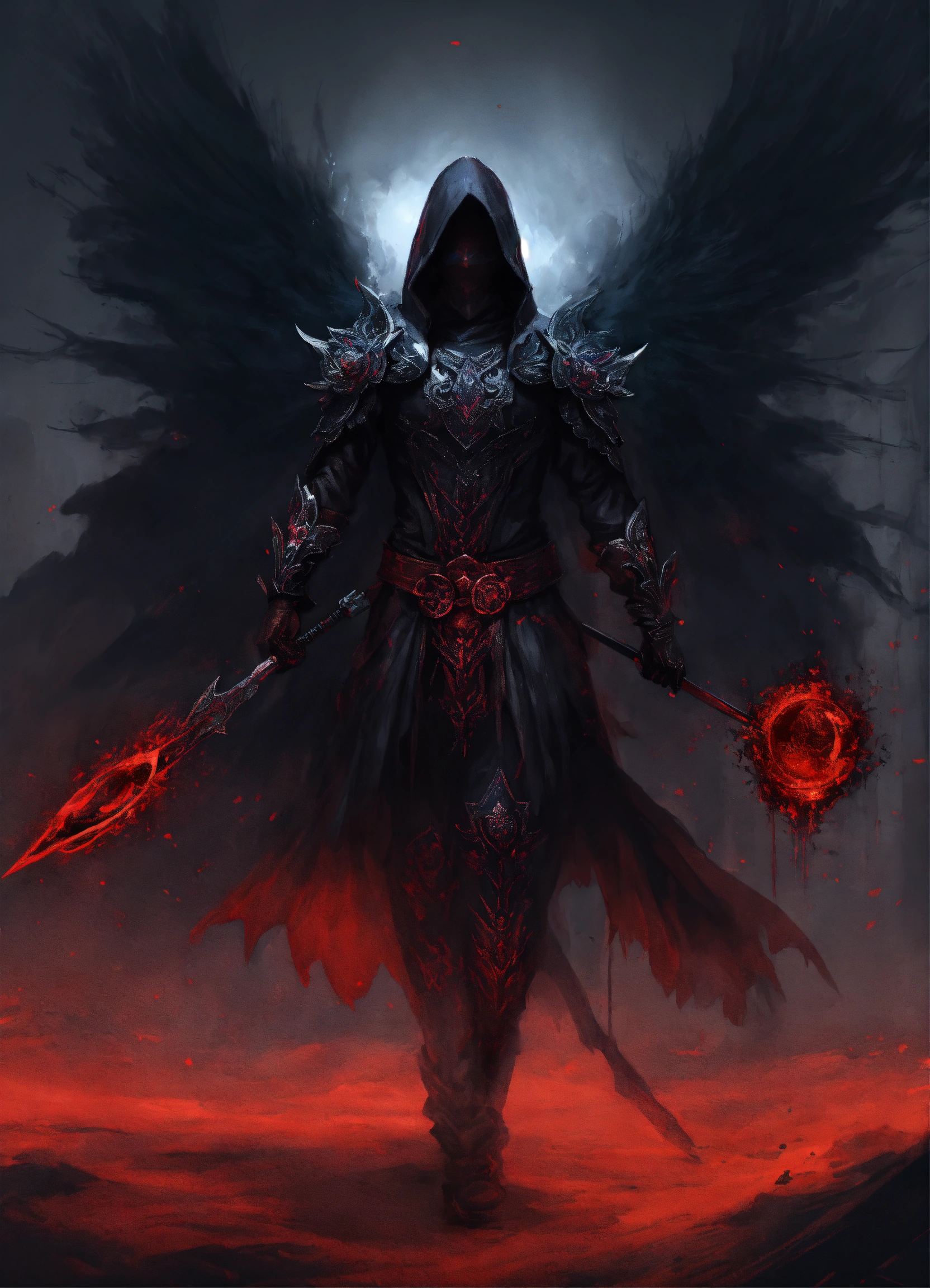 Lexica - Realistic illustration art, ink, Shadow Seraphim's costume is ...