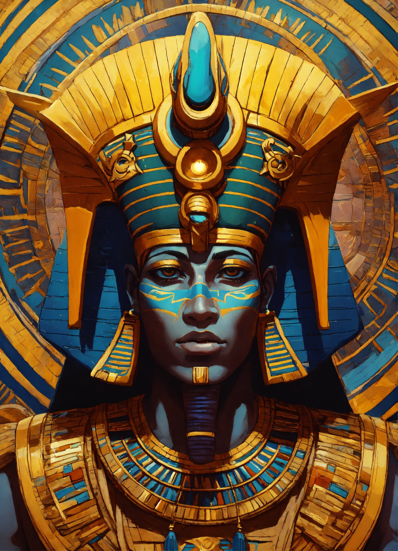 Lexica - Egyptian god Osiris, cartoon oil paint, 2D illustration style ...