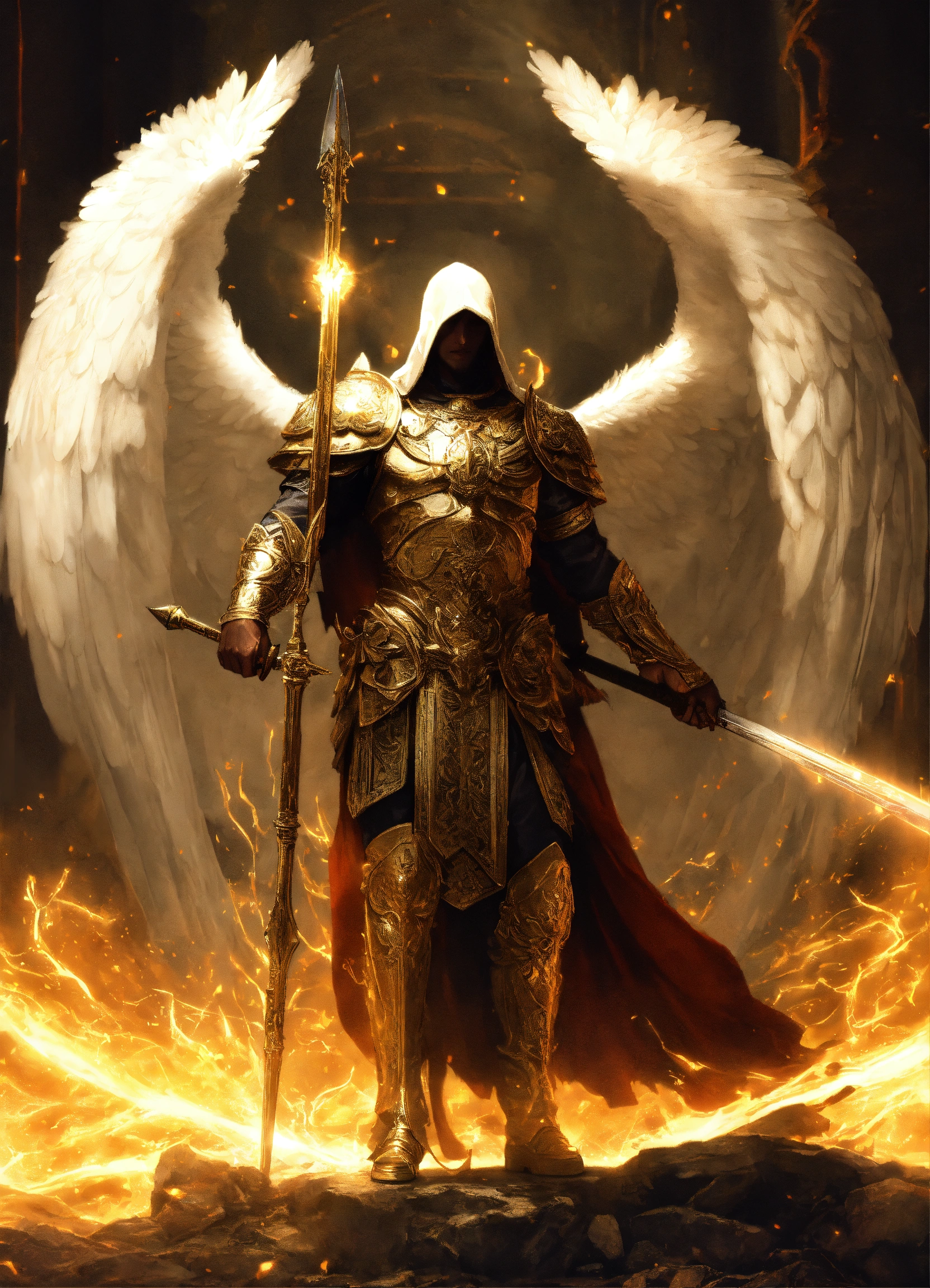 Lexica - A fallen angel, male, wielding a spear of pure light with gods ...