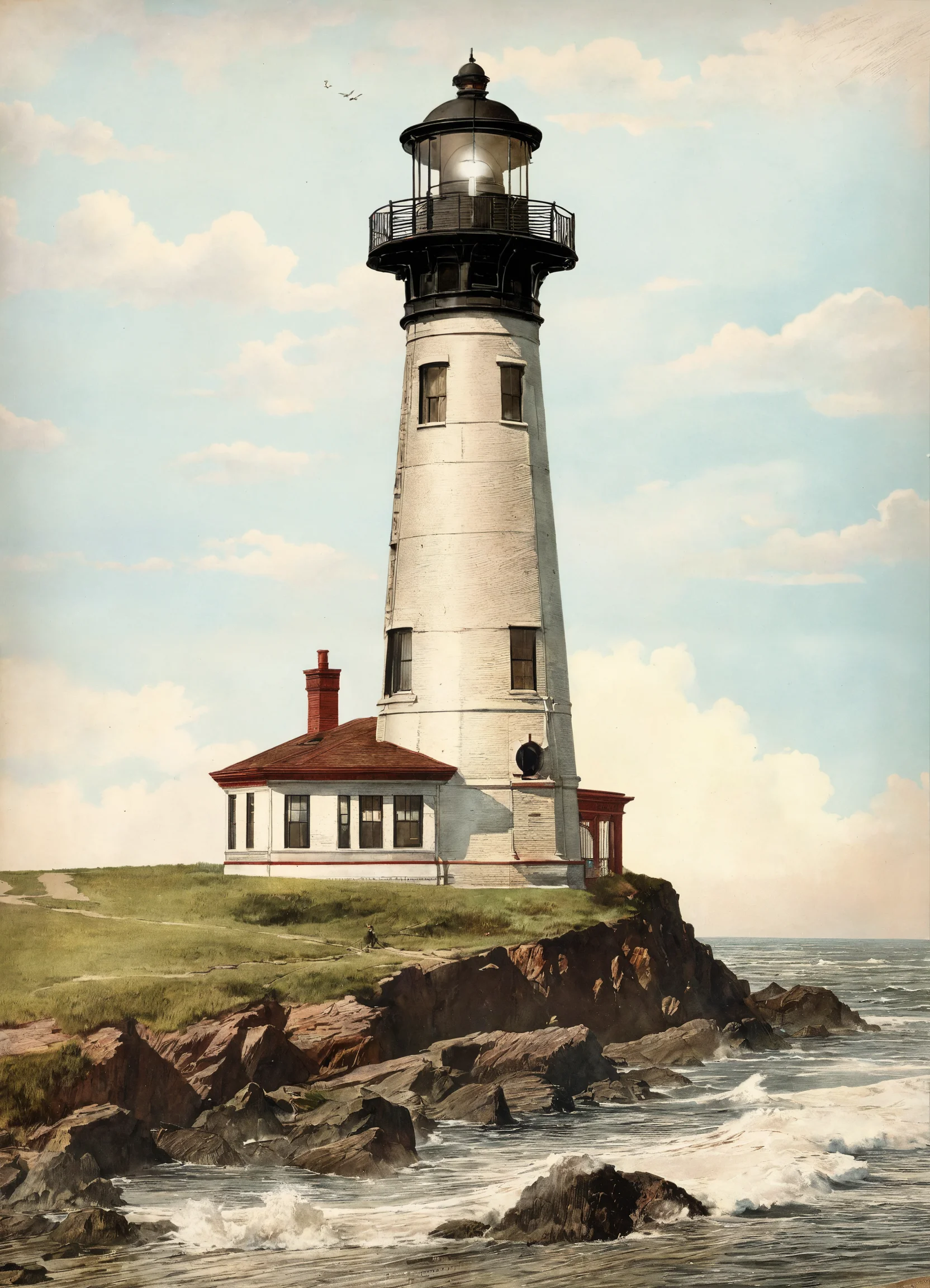 Lexica - 1900s historic rendering of an old lighthouse