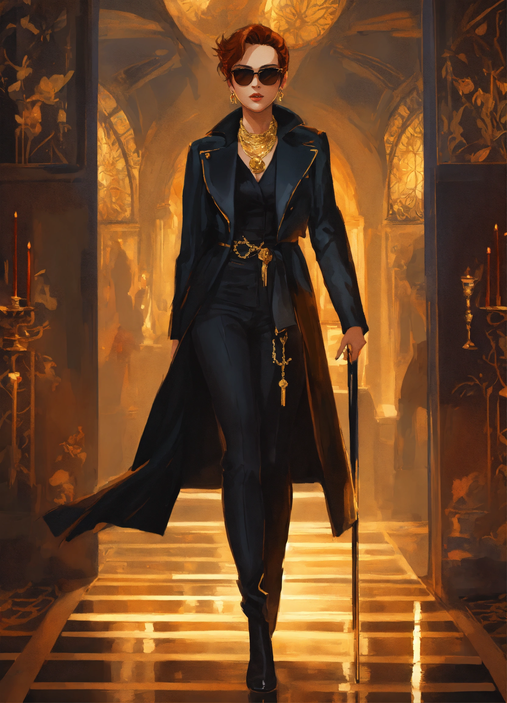 Lexica - Good omens as woman, female Crowley wearing black clothes suit ...
