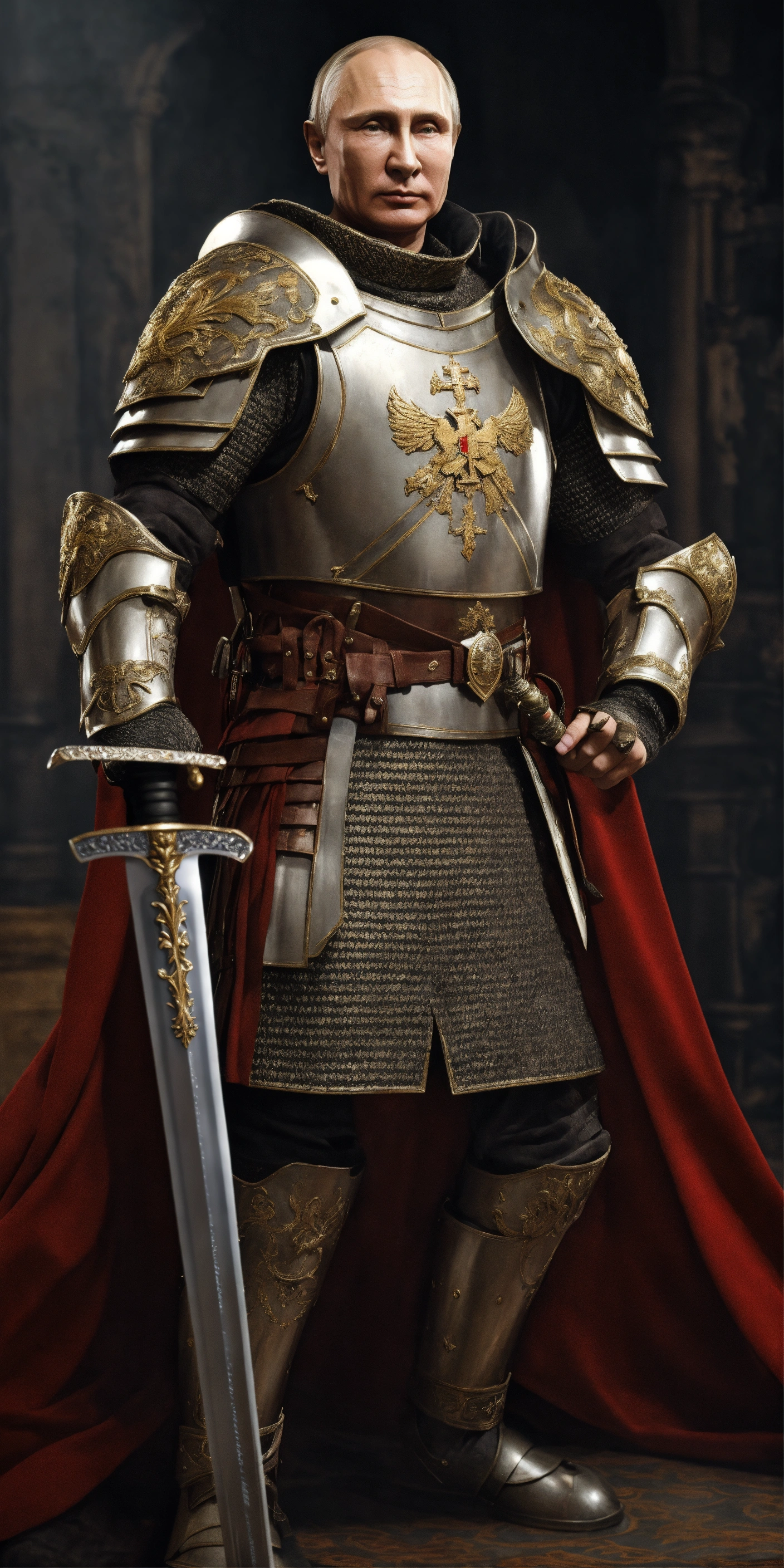 Lexica - Vladimir putin in a templar armor suit with sword in his hand ...