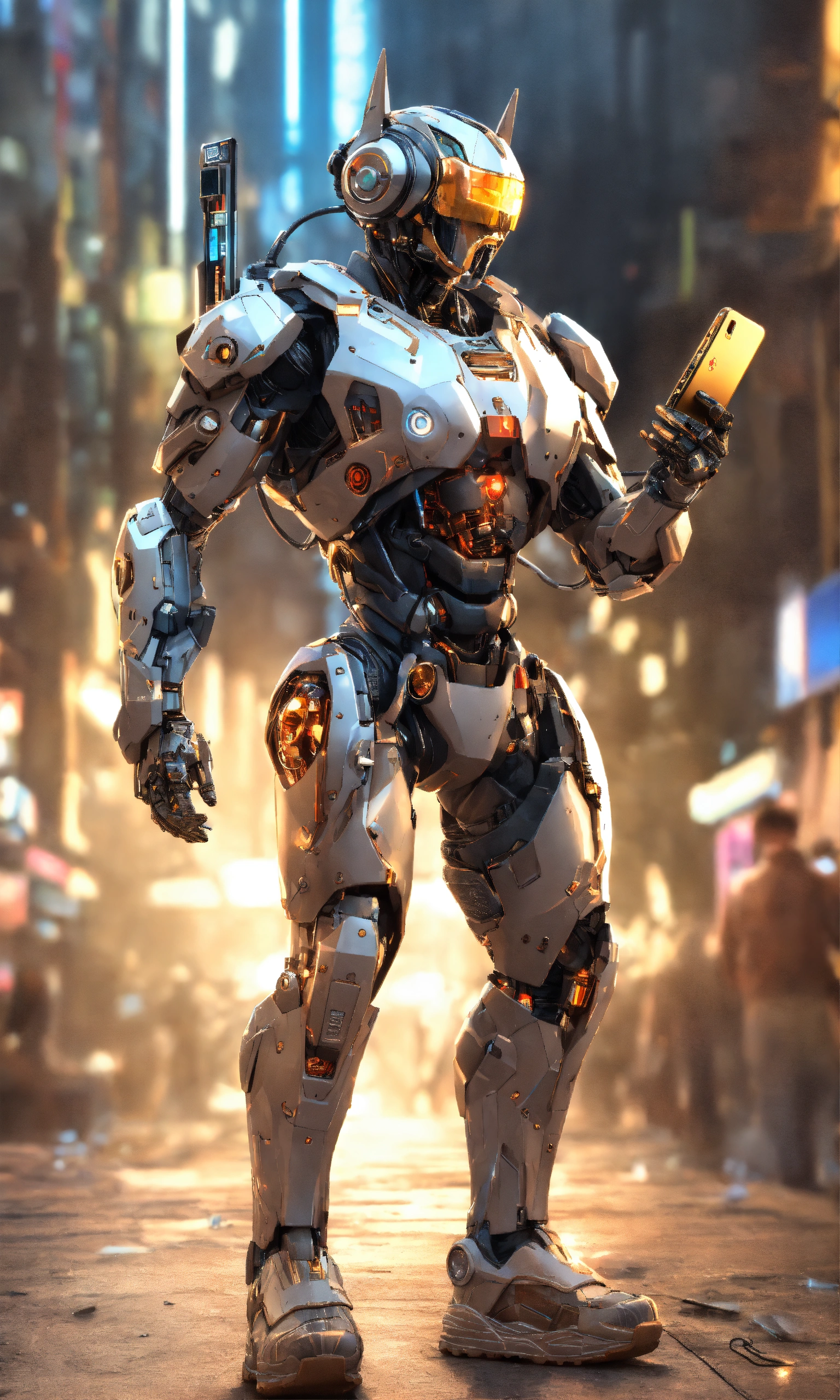 Lexica - Cyborg, full body, 3d, chat using cellphone, happy, screaming