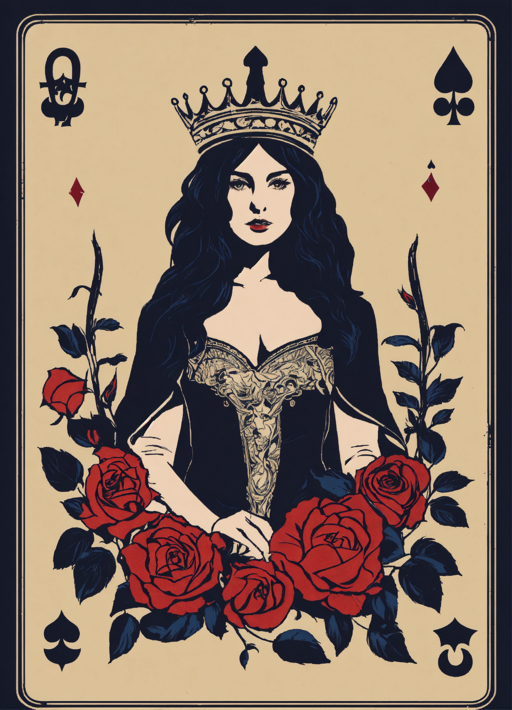 Lexica - Playing card queen of spades sign of spades replaced by sign ...