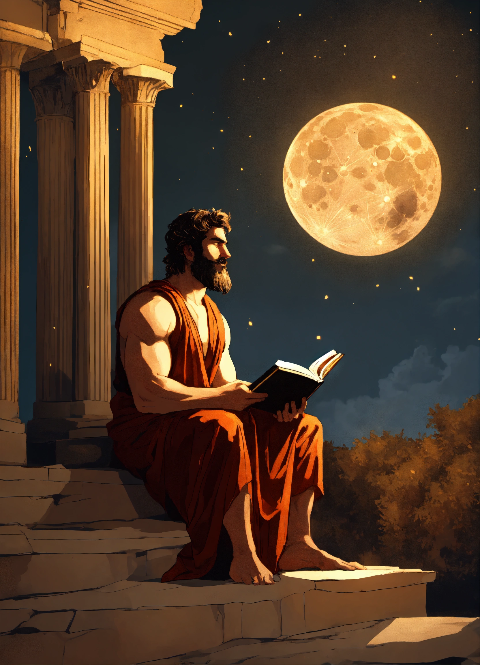 Lexica - "Please generate an image of a strong man holding a book ...