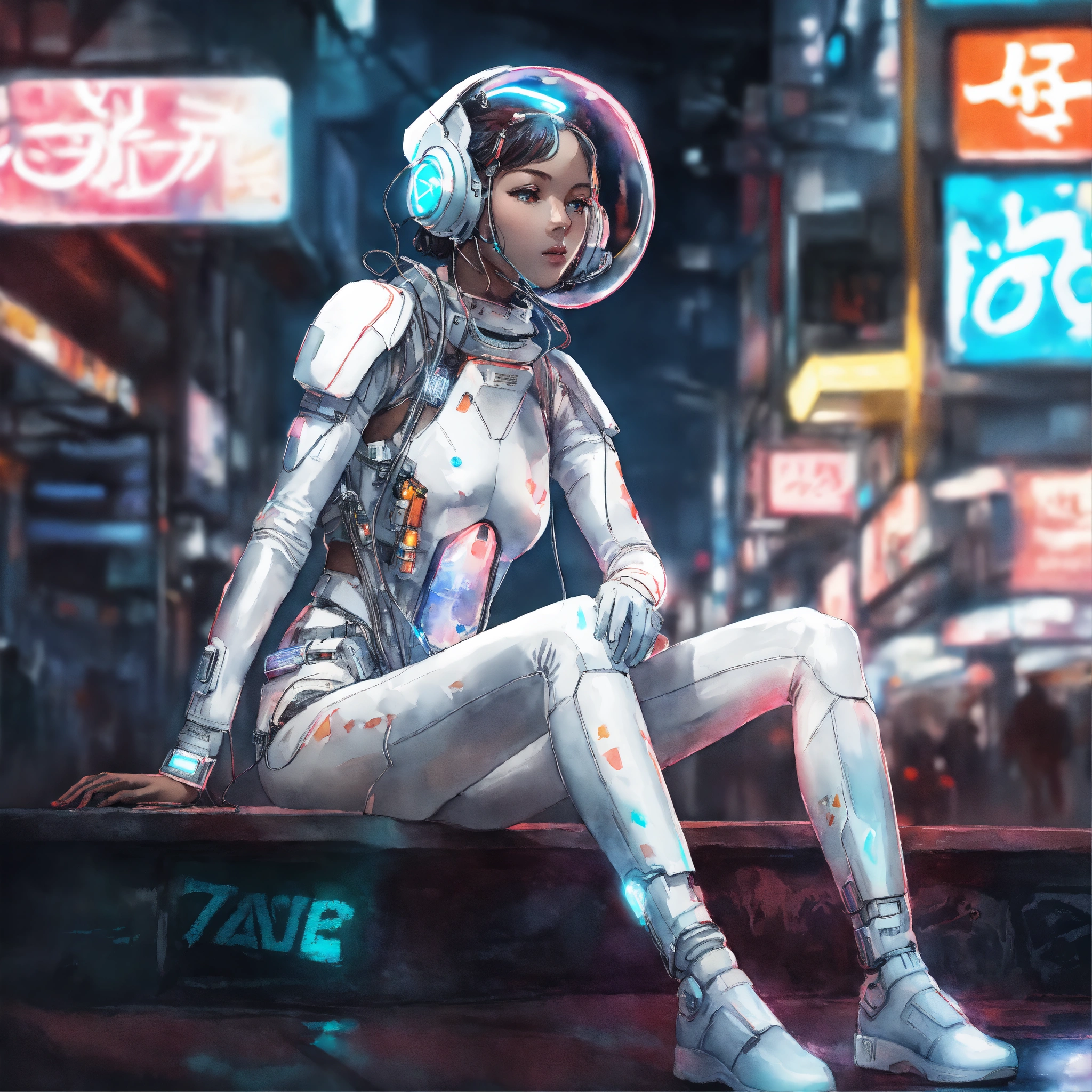 Lexica - Full body Illustration of a cyborg woman, young, 18 years old ...