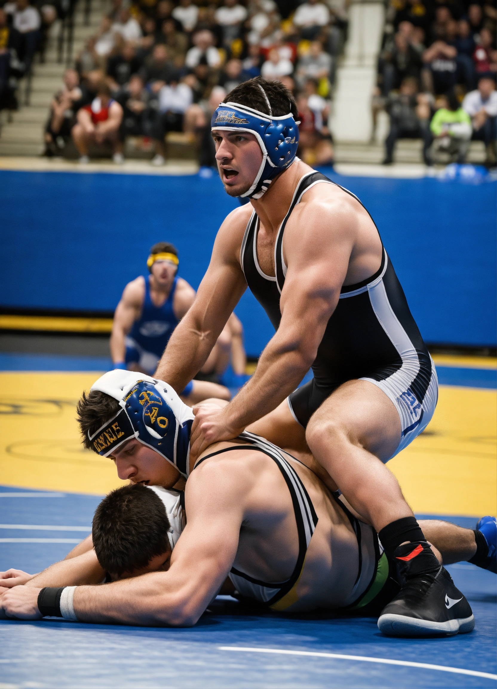 Lexica - An image capturing a moment from a wrestling match. Two ...