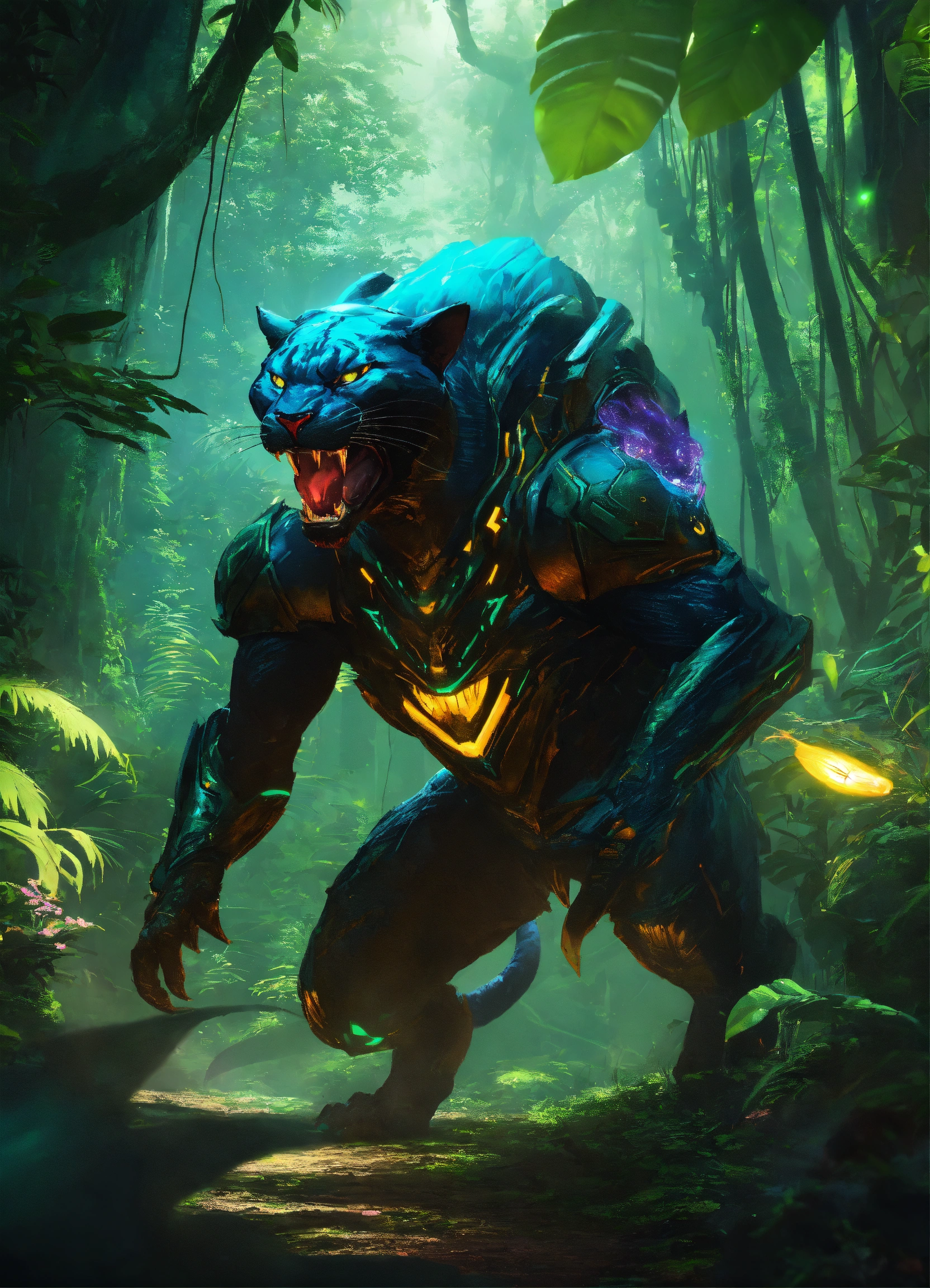 Lexica - Massive alien panther-like creature, charging through the ...