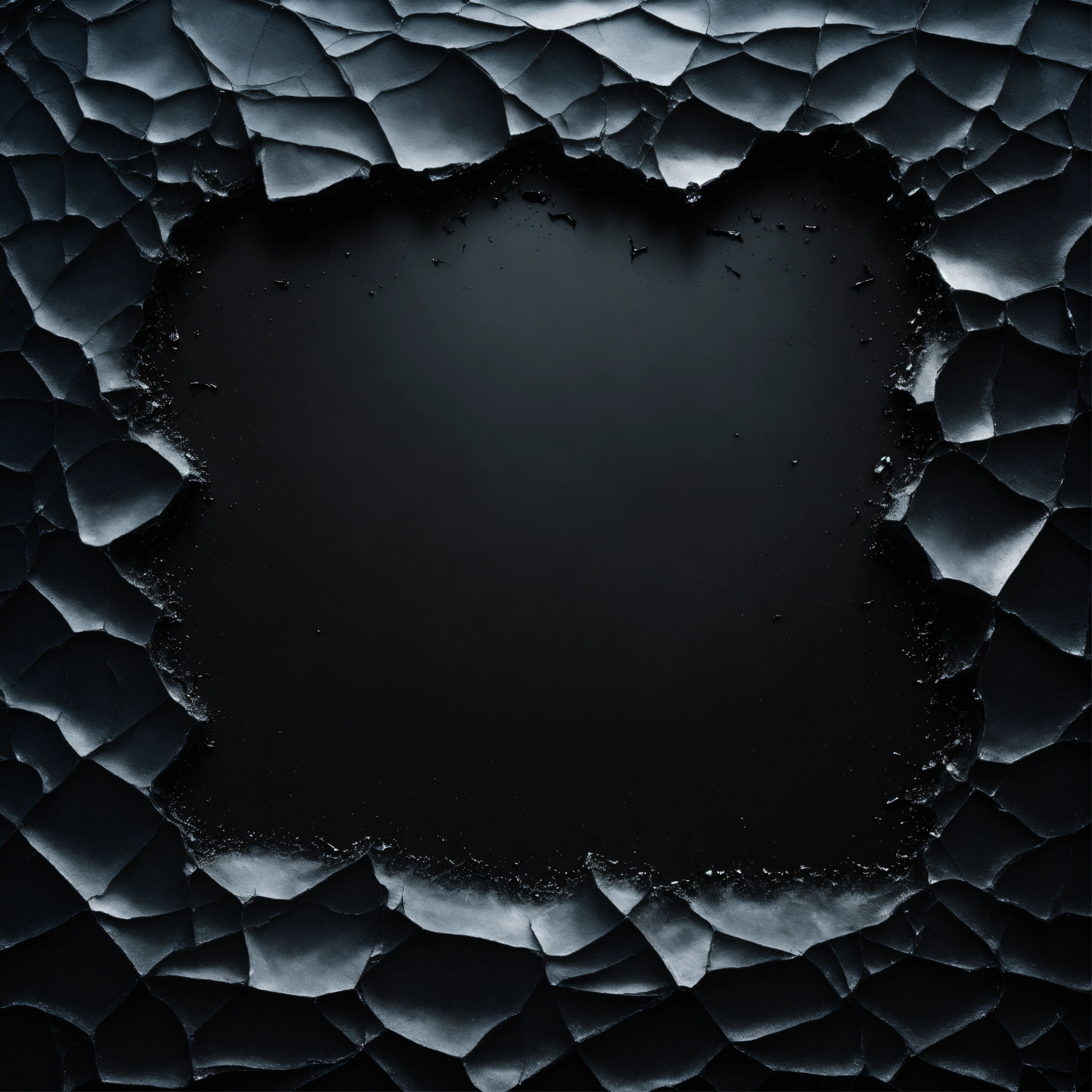 Lexica - Pure black background, overlay of cracked ice around all four ...