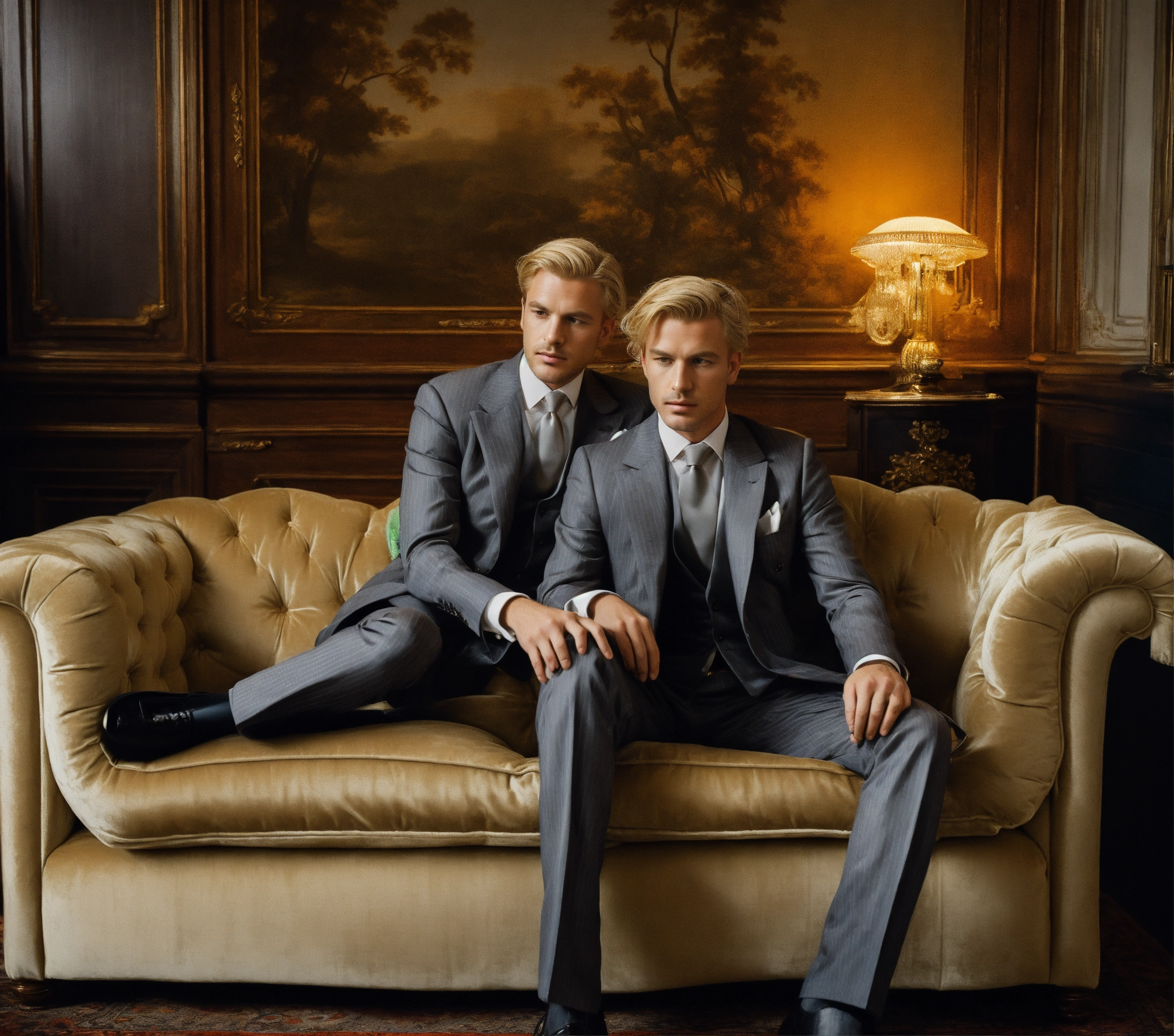 Lexica - Two German gentlemen in silk grey pinstripe suit and white tie ...