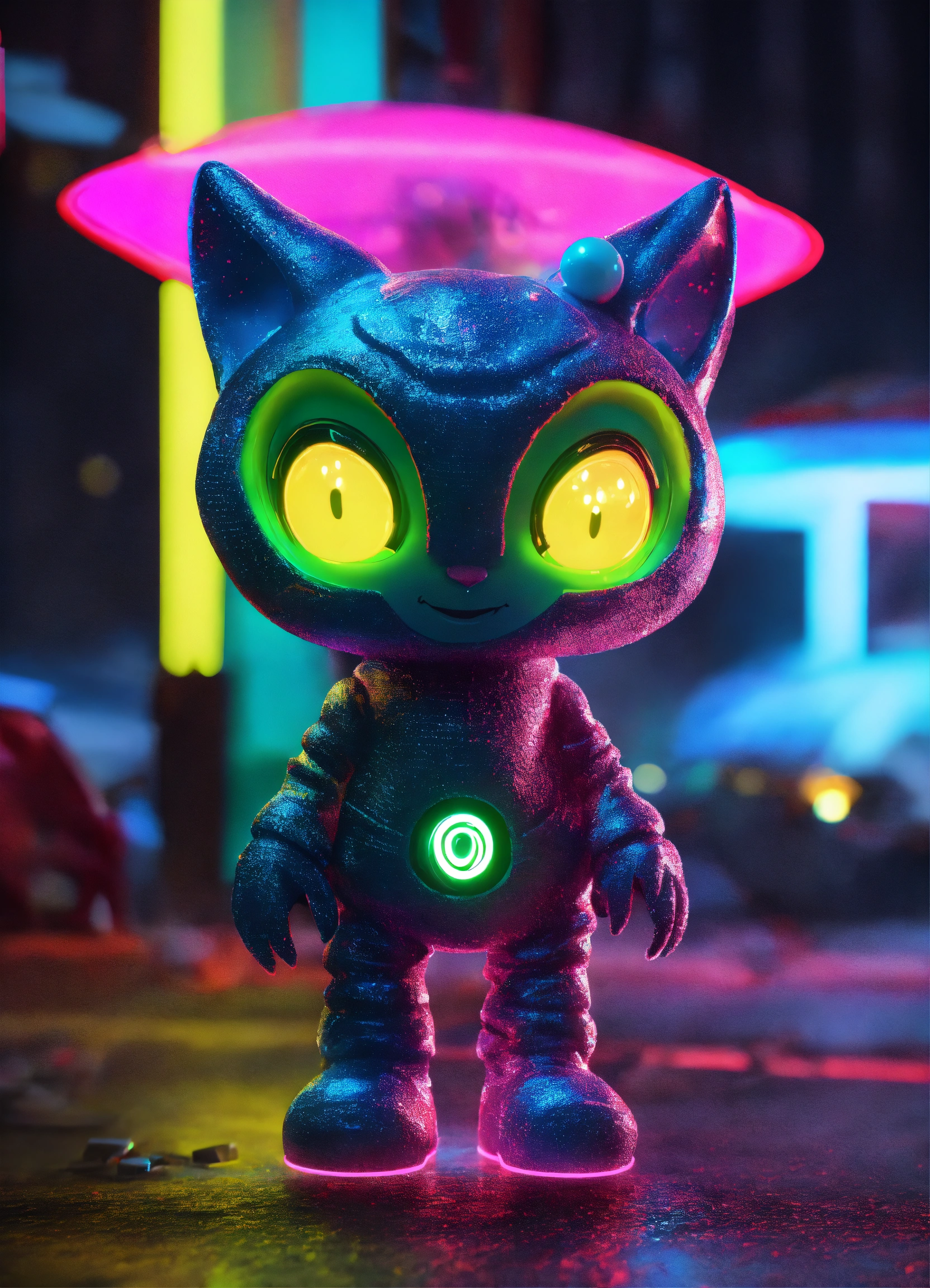 Lexica - Gelly cute adorable alien monster, full-body, neon glow colors ...