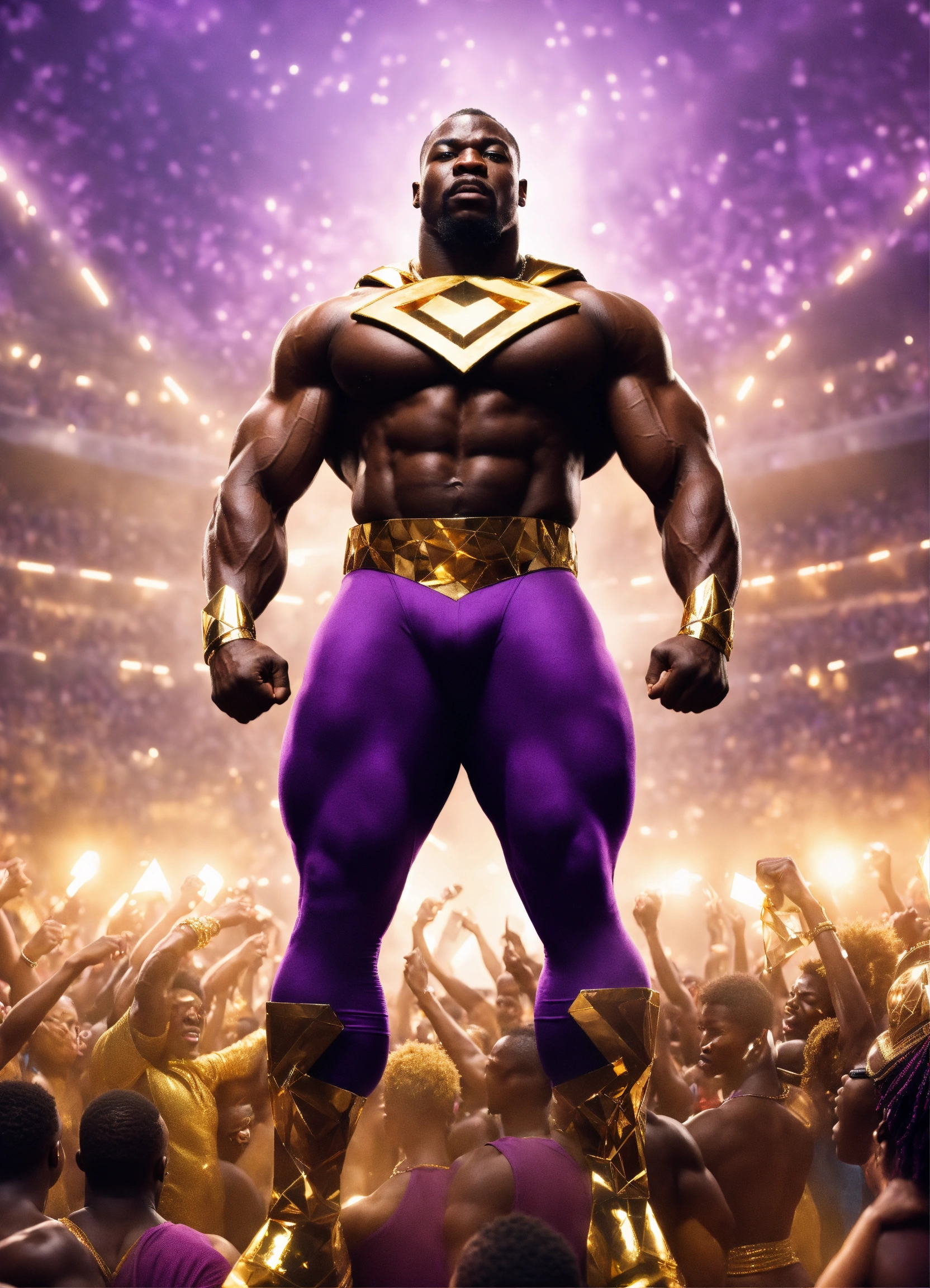 Lexica - An image of a huge bodybuilder-capped African superhero ...