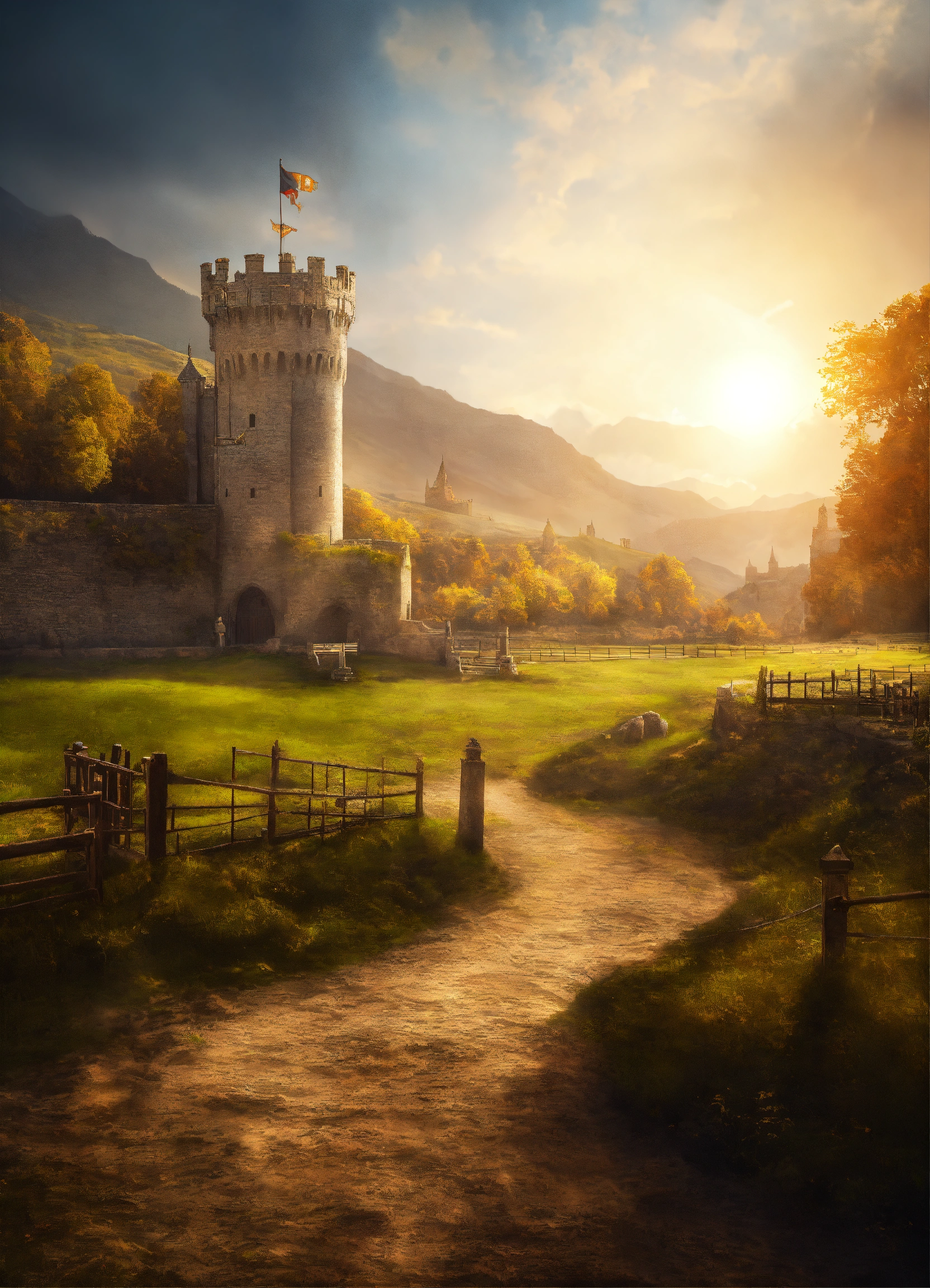Lexica - Create a design Medieval background with fantasy lighting ...