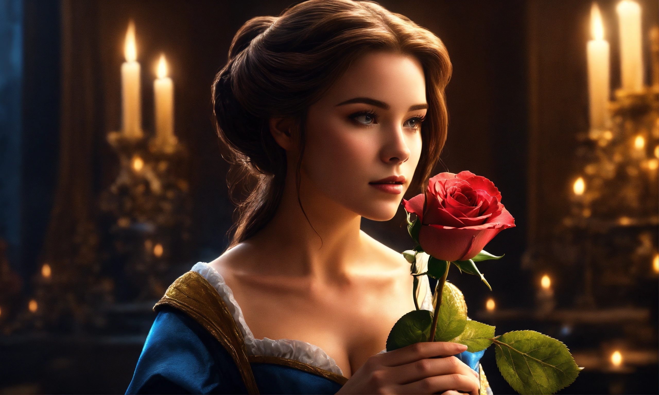 Lexica - Epic beautiful shot of Belle from Beauty and the Beast holding ...