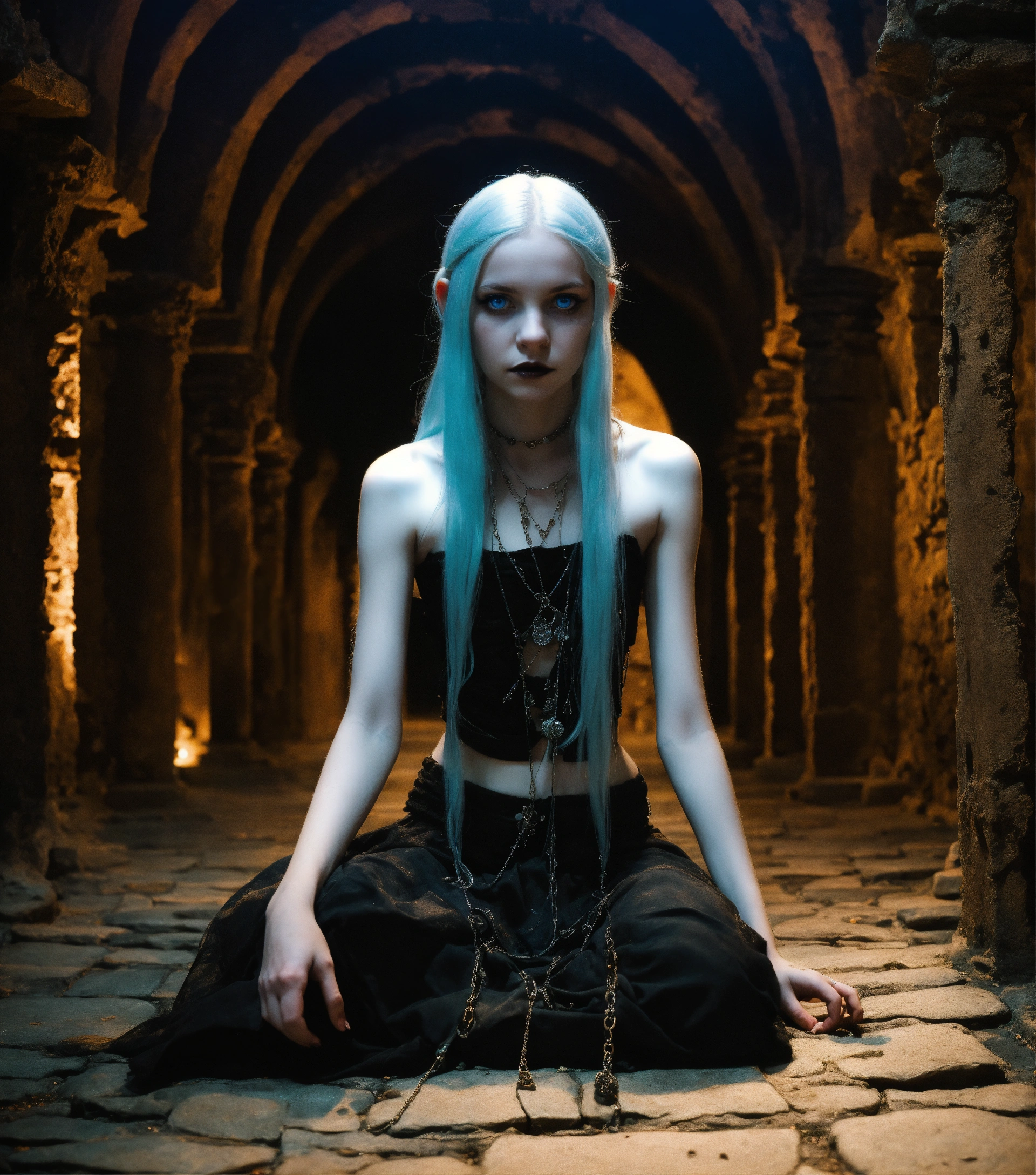 Lexica - Body portrait of a very childish deadly pale extremely slim ...