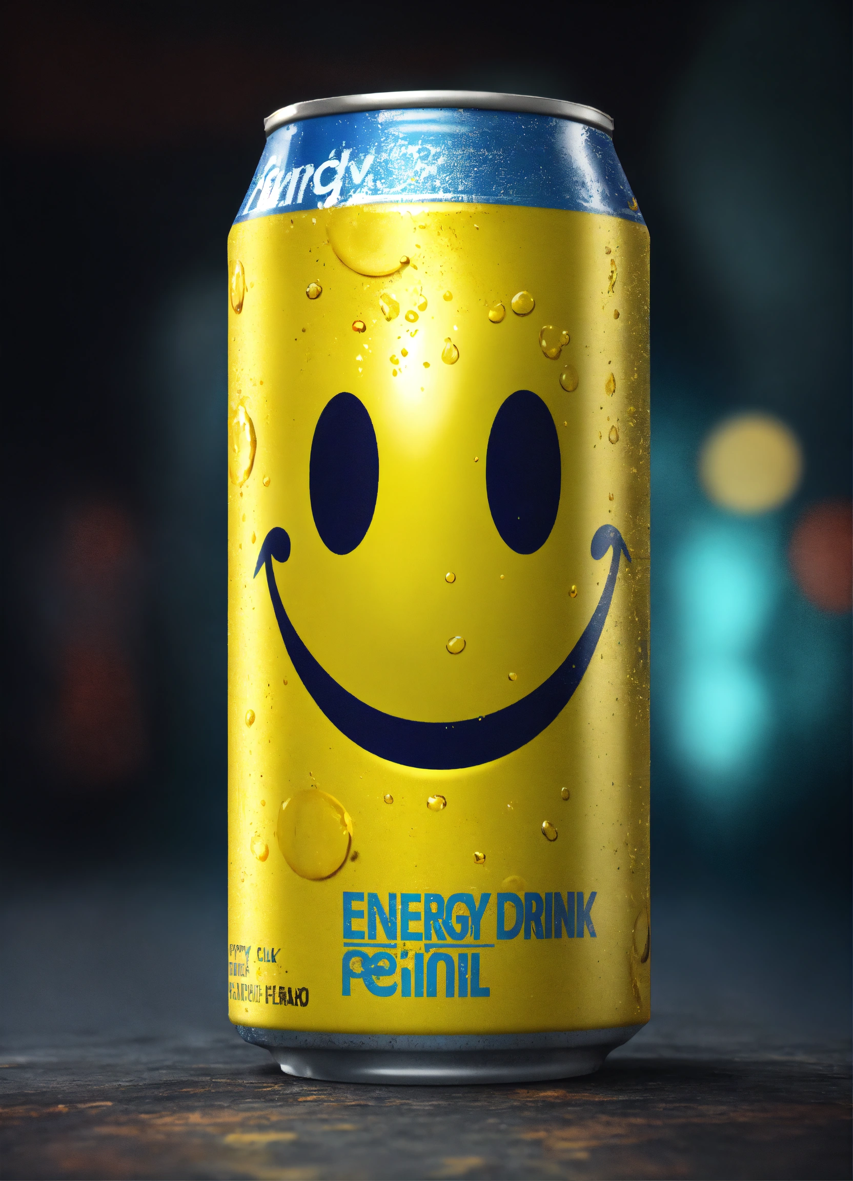 Lexica - Energy drink can with a smiley face on the label, 4k render ...