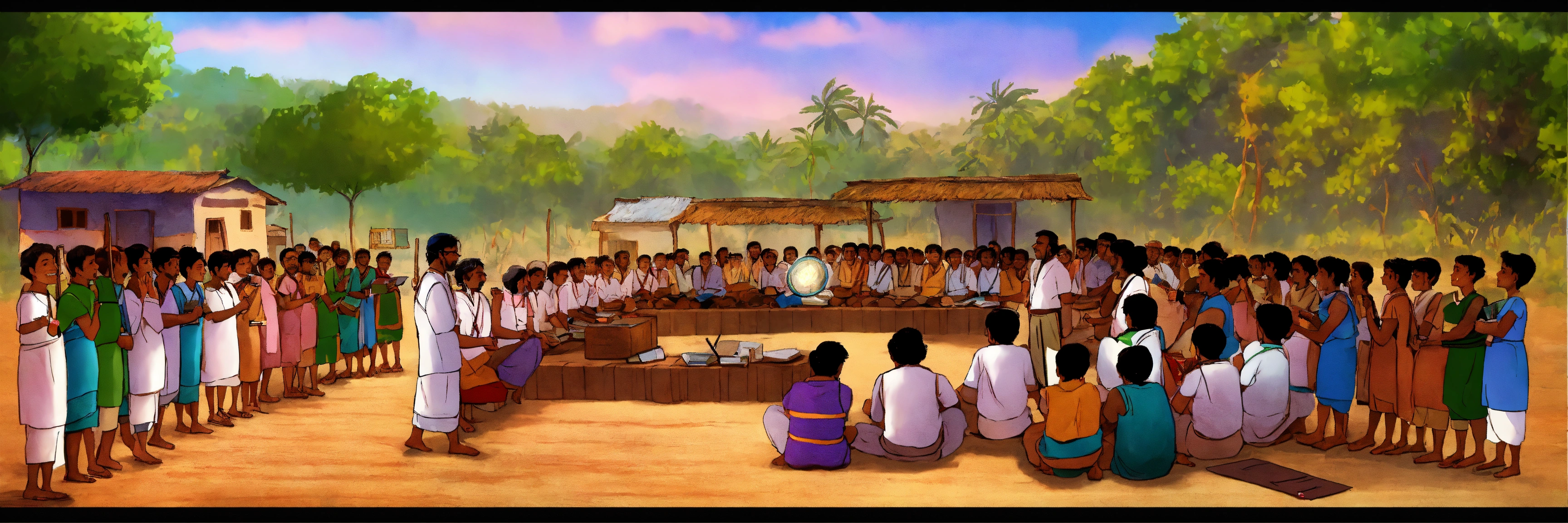 Lexica - Raju Inspiring the Village This image portrays Raju addressing ...
