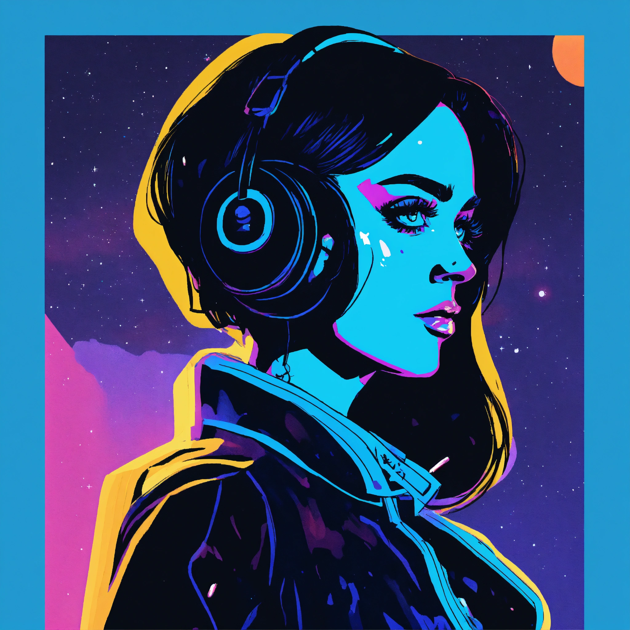 Lexica - Katy Perry, illustration, 2d, deep space dark black and blue ...