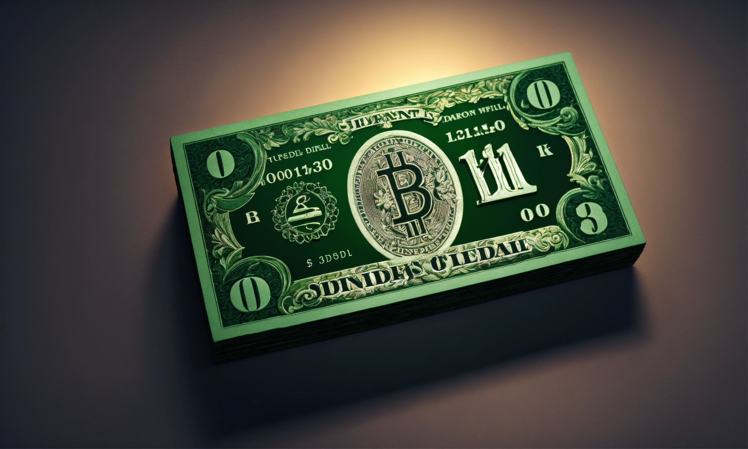 Lexica - Beautiful one money bill, 3D render, 8k, dark green theme