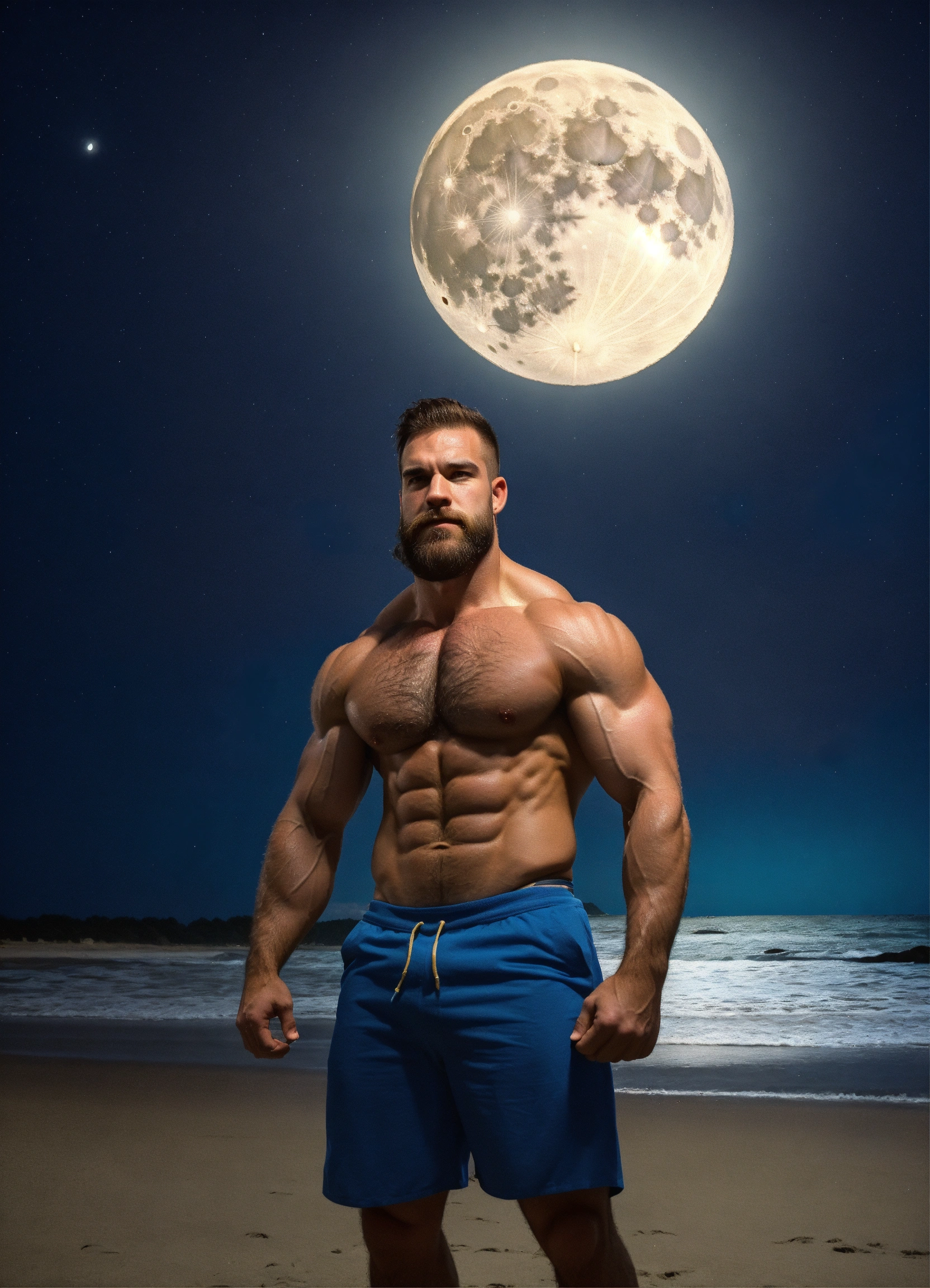 Lexica - 30-year-old hairy man with big muscles, big bodybuilder, body ...