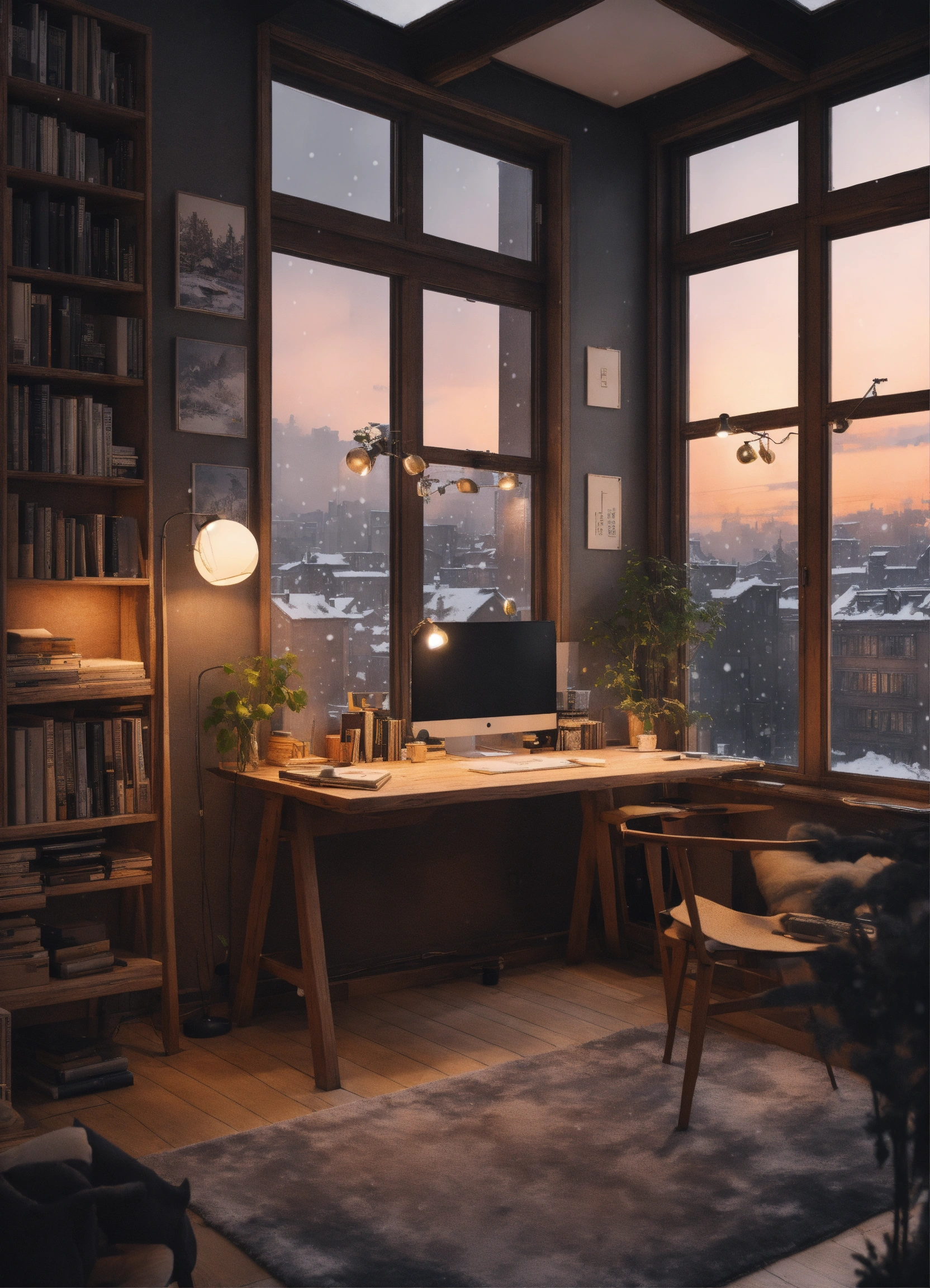 Lexica - Study room in apartment stockholm, studio ghibli, centered ...