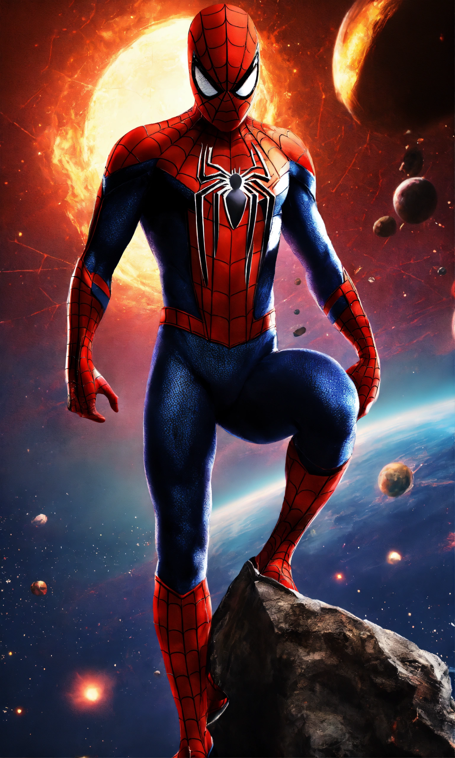 Lexica - Spiderman with villain, 2D render, full-body view, space ...