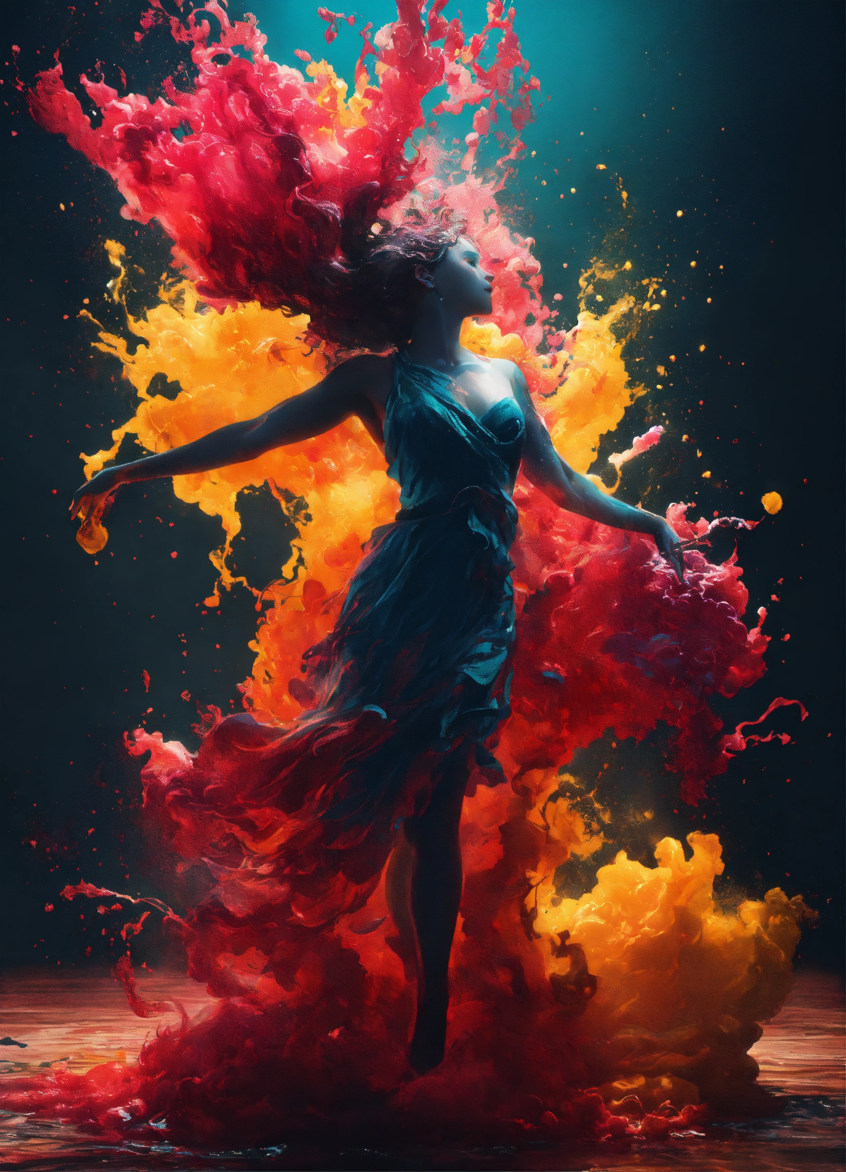 Lexica - Art, dancing sillhouette , water ink, ink water, ink cloud ...