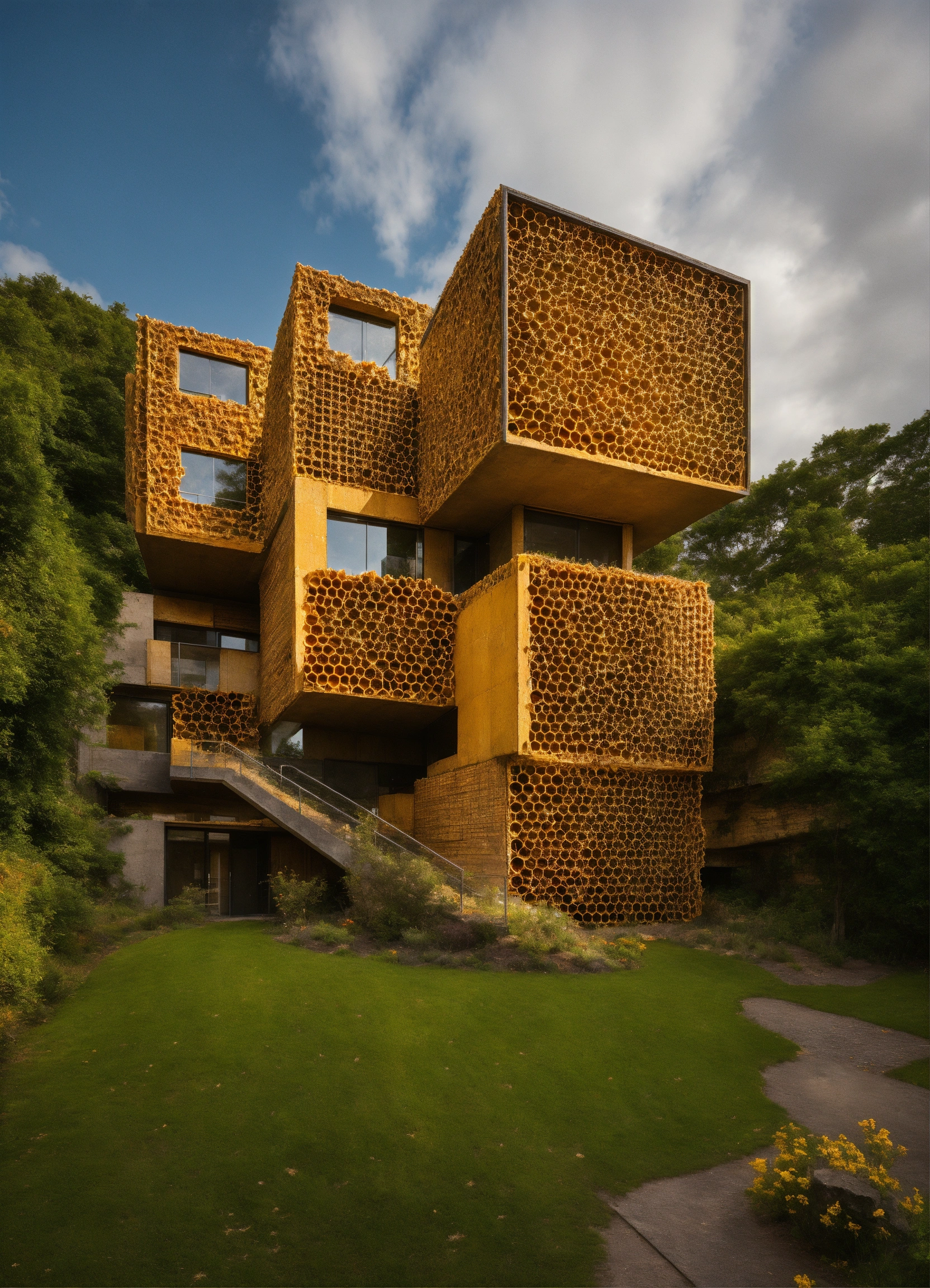 Lexica - Brutalist honey comb architecture