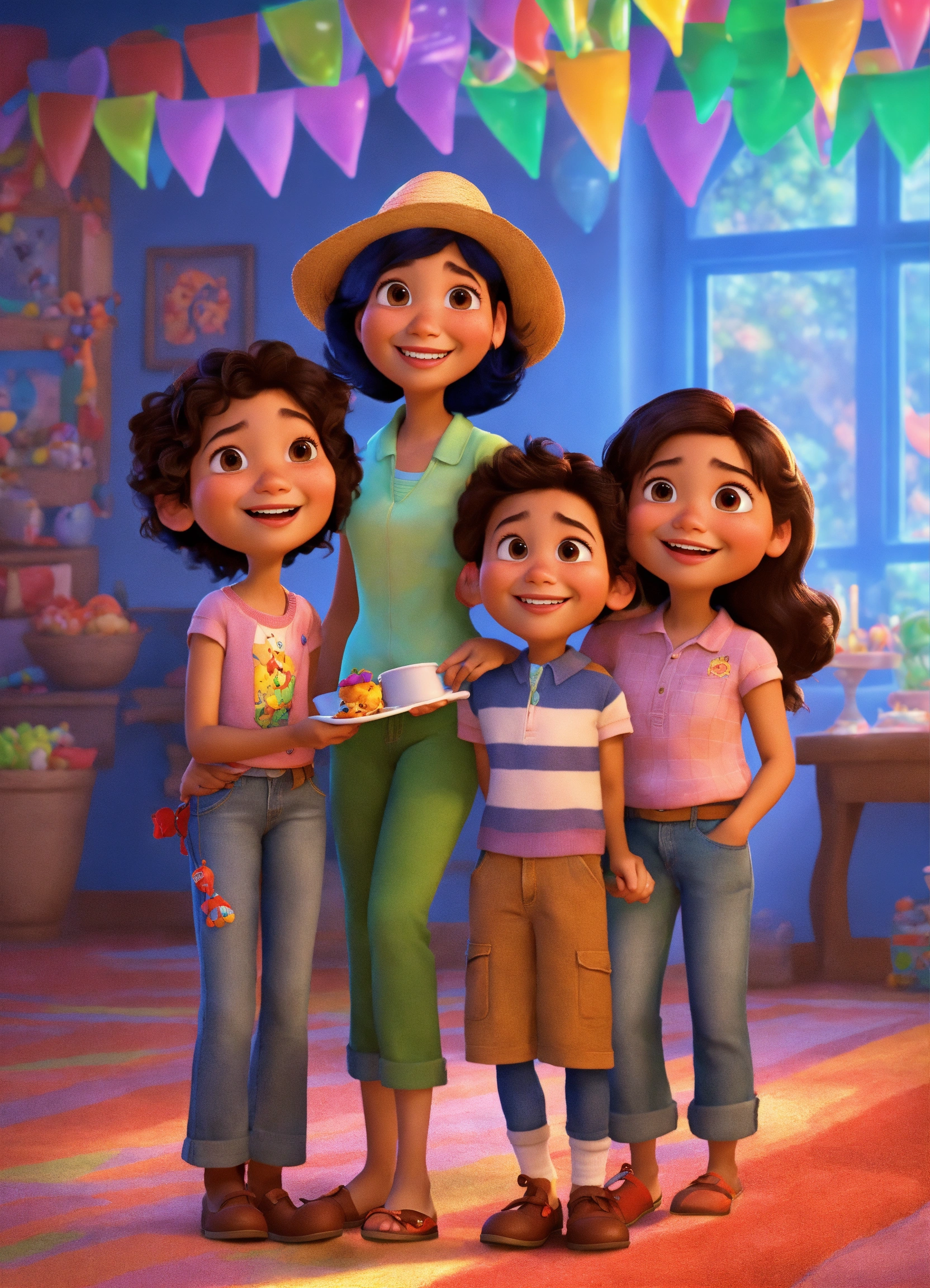 Lexica - Pixar animation of hispanic 9 yera old Mia's family gathered ...