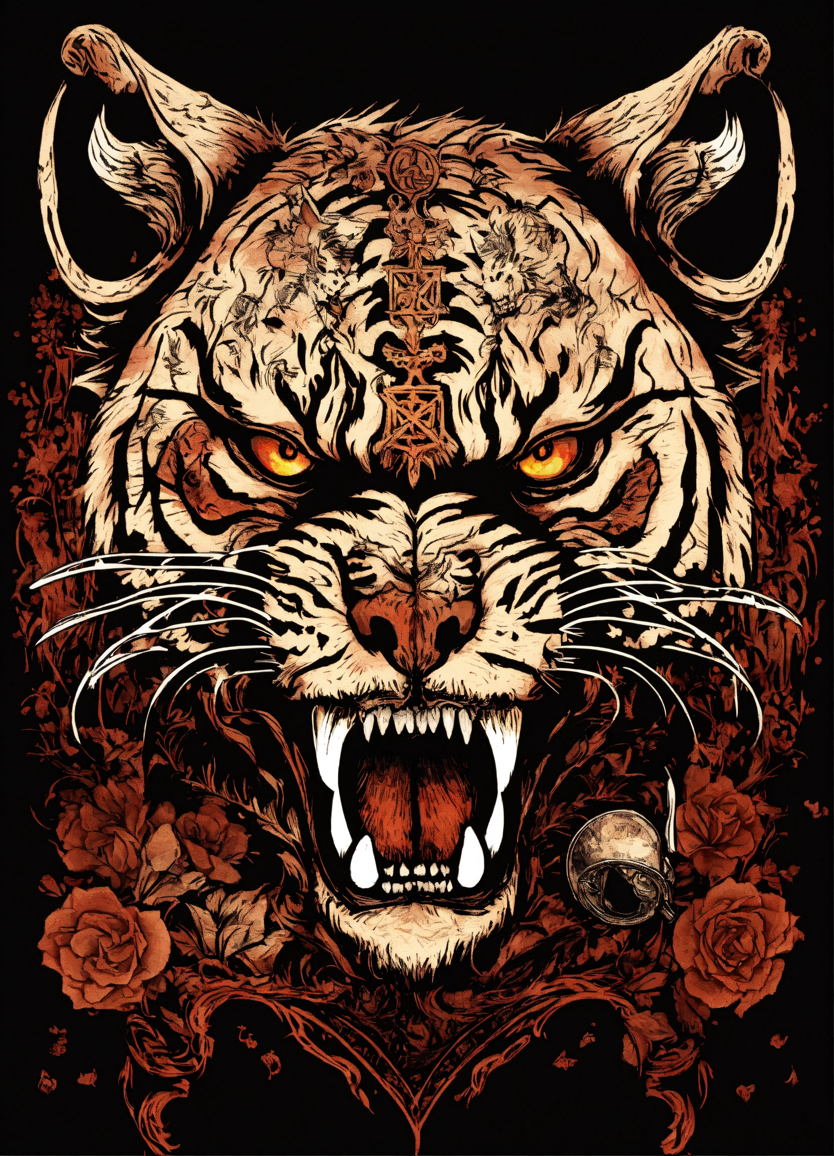 Lexica - Gothic style, satanic symbols, angry tiger skull, , strange ...
